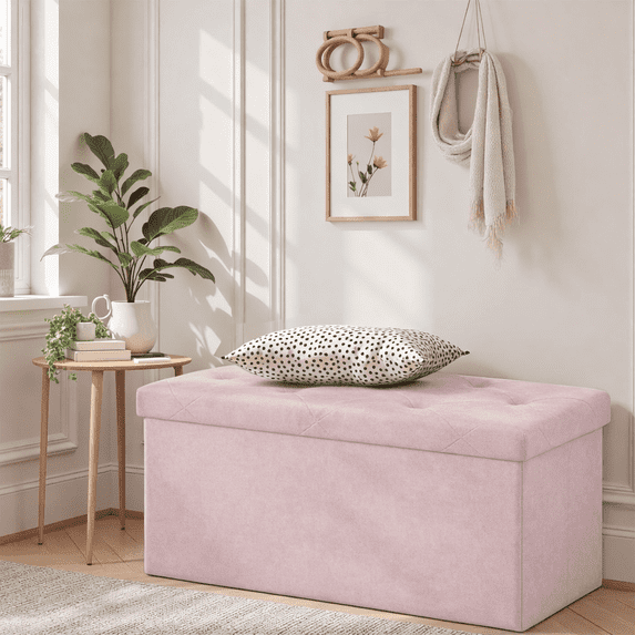 ACCVER 30" Storage Ottoman Bench - Foldable Ottoman Upholstered ...
