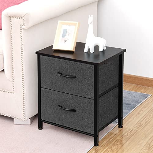 ACCVER Nightstand with 2 Fabric Drawers, Small Dresser, Side Table, End ...
