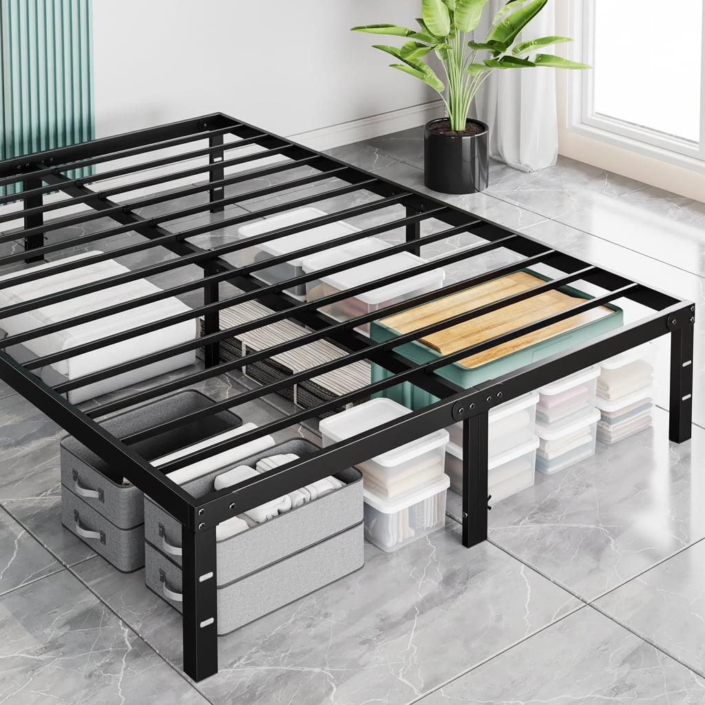 ACCVER Queen Size Bed Frame - 14in Heavy-Duty Steel Platform, Ample ...