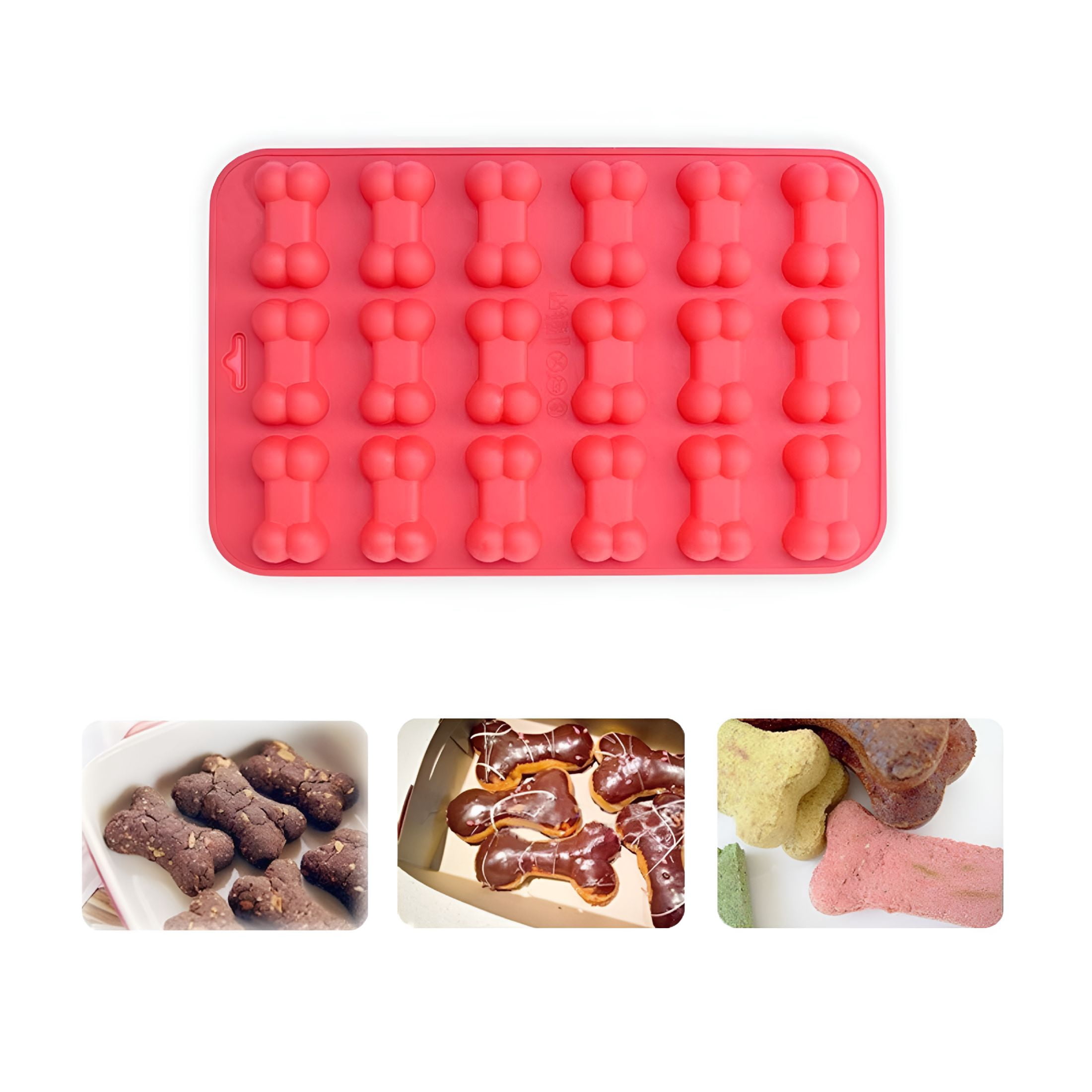 ACDANC 1 Pack Silicone Dog Treat Molds,Non-Stick Bone Shaped,18-Cavity ...