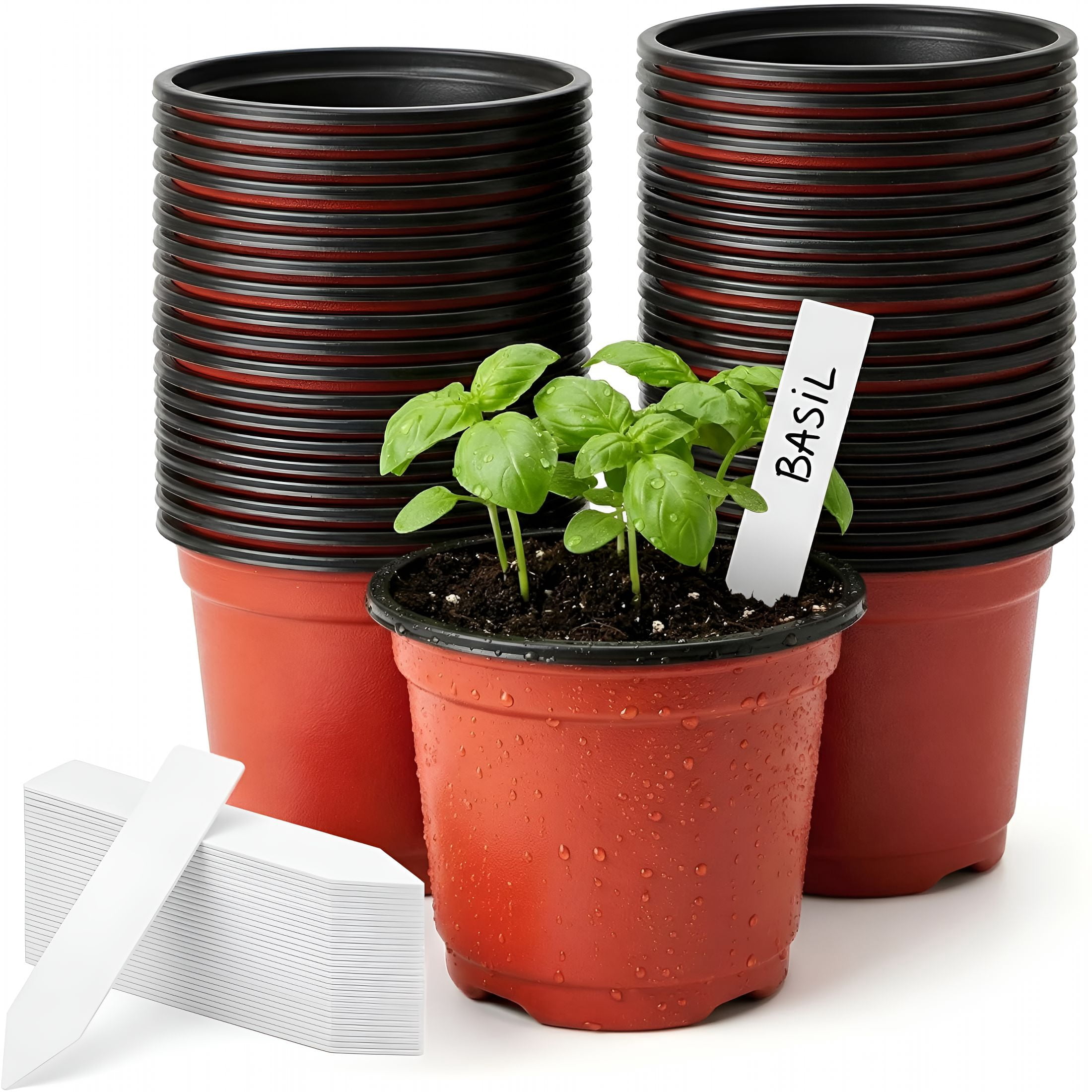 ACDANC 100 Pack 4 Inch Plastic Nursery Pots,Seed Starter Pots with ...