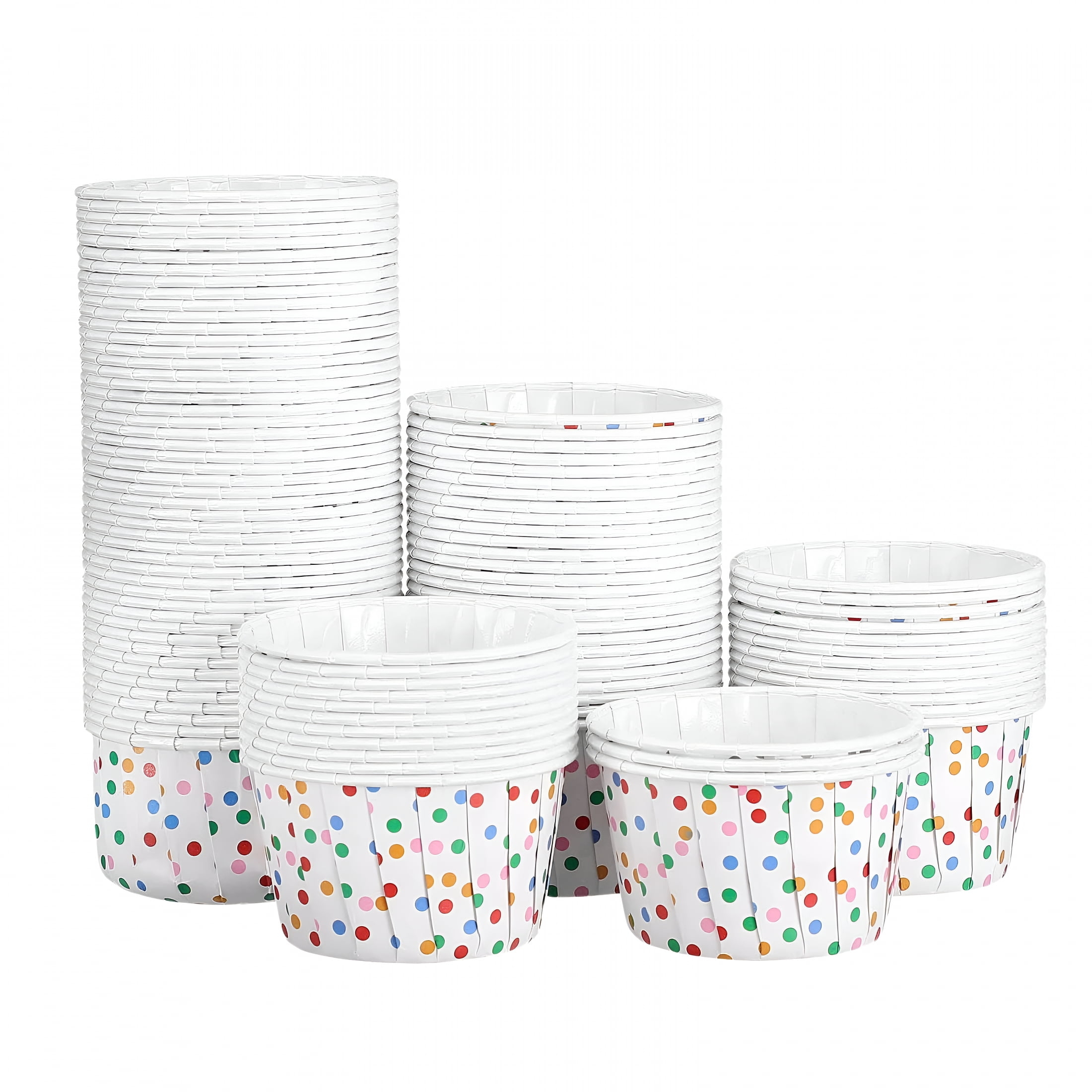 ACDANC 100Pcs Polka Paper Cups Disposable Dessert Bowls for Cupcake Ice ...