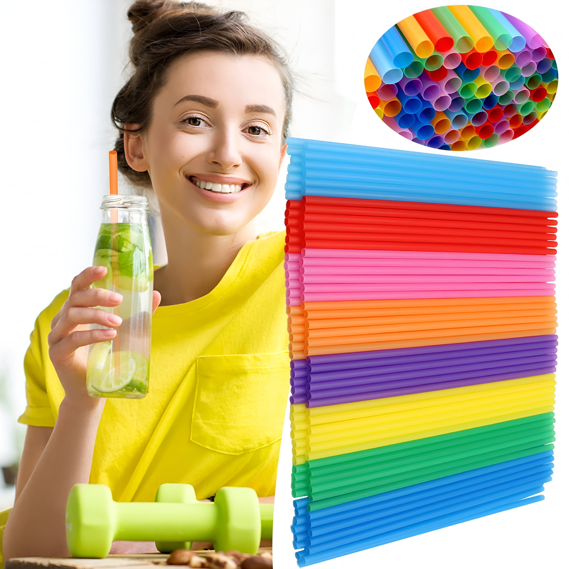 ACDANC 100PCS Disposable Plastic Straw Flexible Straw For Banquet Bar ...