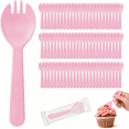 ACDANC 100Pcs Mini Pink Plastic Spork,4.2 Inch Individually Wrapped ...