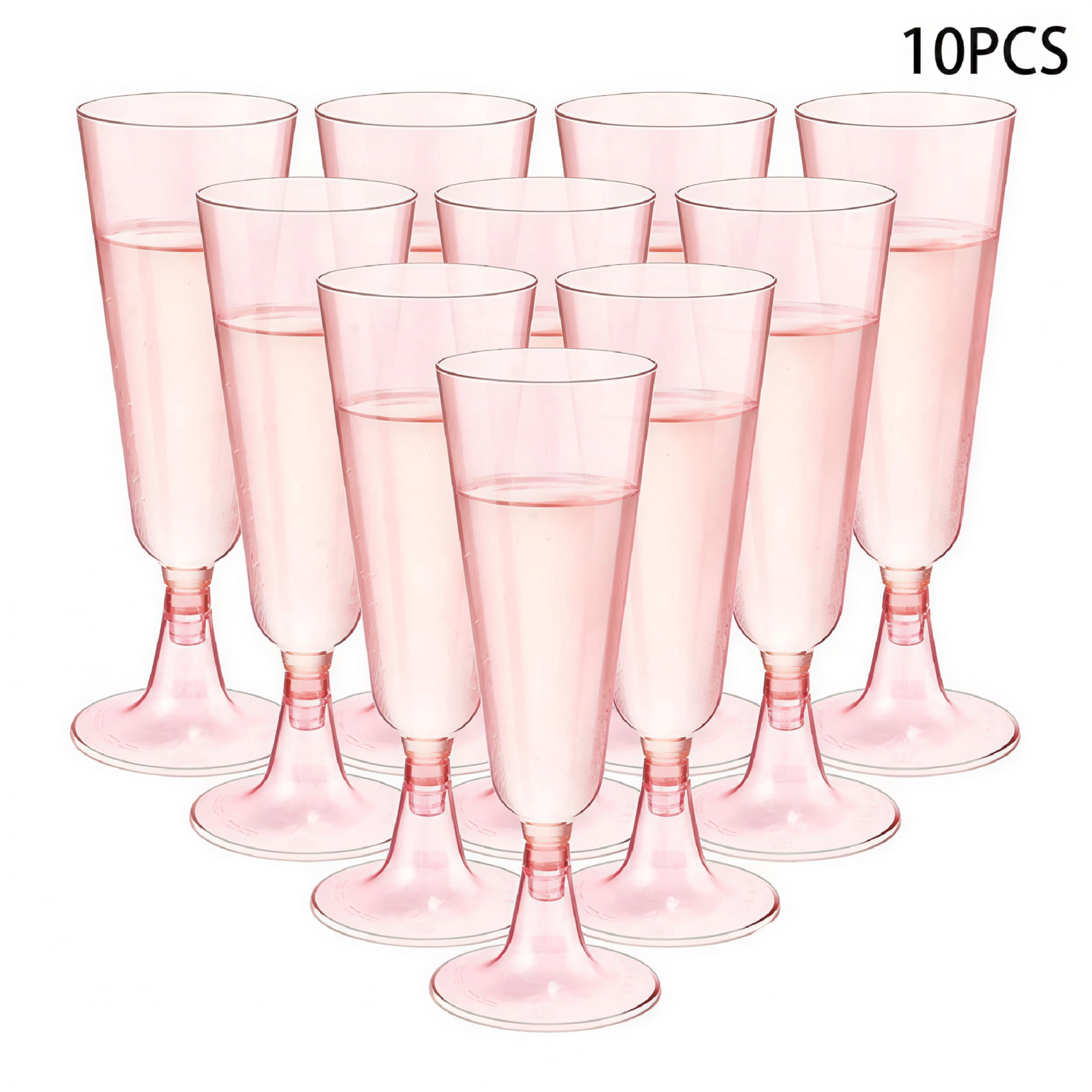 ACDANC 10Pcs Pink Champagne Cup Disposable Plastic Flutes Cups Wedding ...