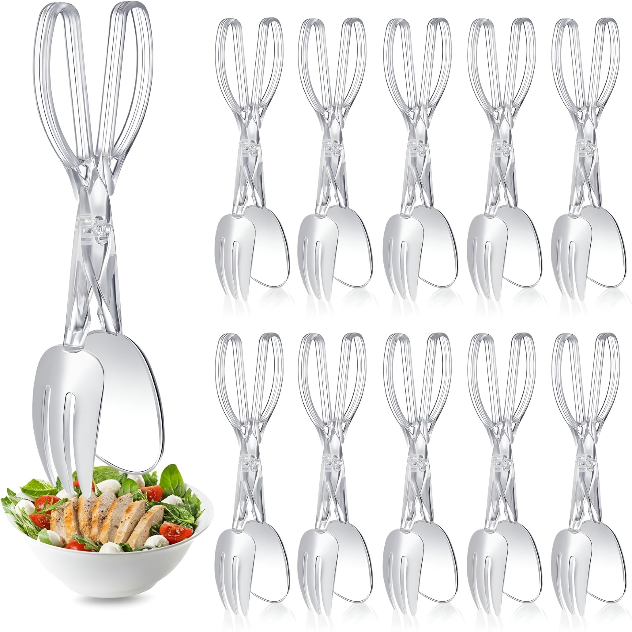 ACDANC 12 Pack Plastic Salad Scissor Tongs 11.5 Inches for Serving ...