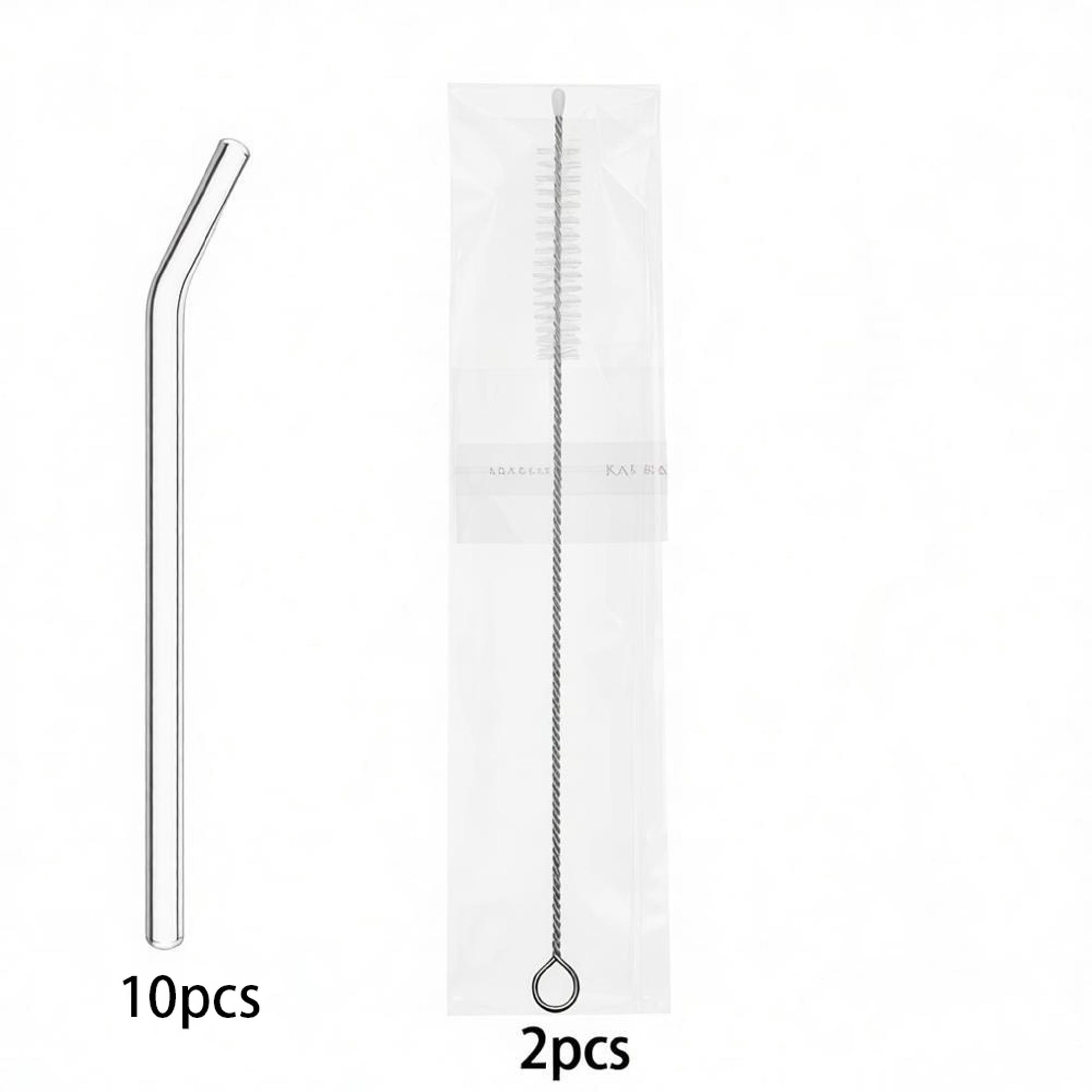 ACDANC 12 Reusable Transparent Curved Glass Straws,10 Curved Straws+2 ...