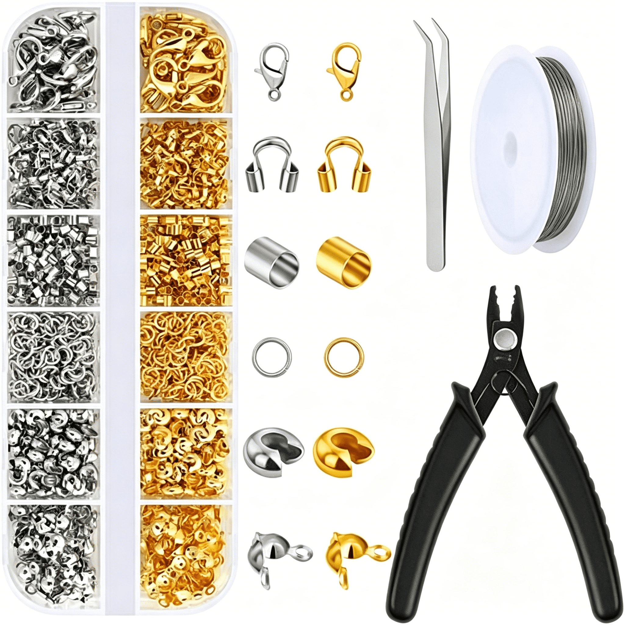 ACDANC 1200 Pcs Crimp Beads Kit for Jewelry Making,Crimp Beads,Crimp ...