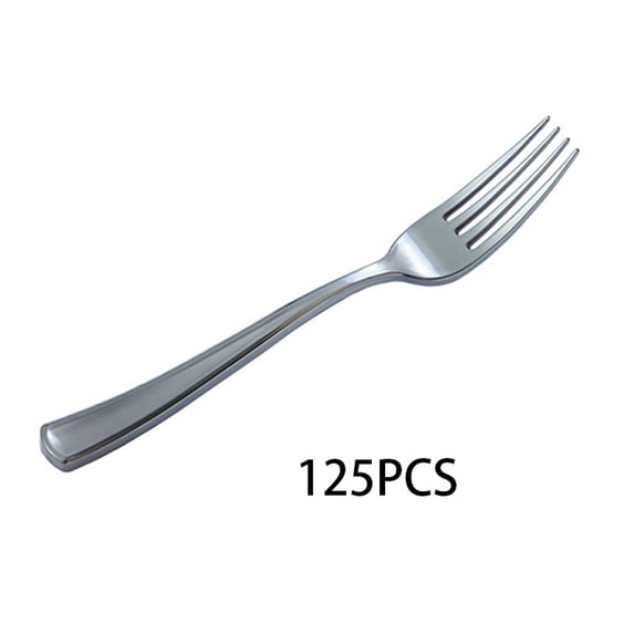 ACDANC 125 Disposable Heavy Duty Silver Plastic Forks,Plastic Utensils ...