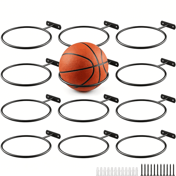 ACDANC 12Pack Basketball Wall Mount Ball Holder Wall Mount Storage ...