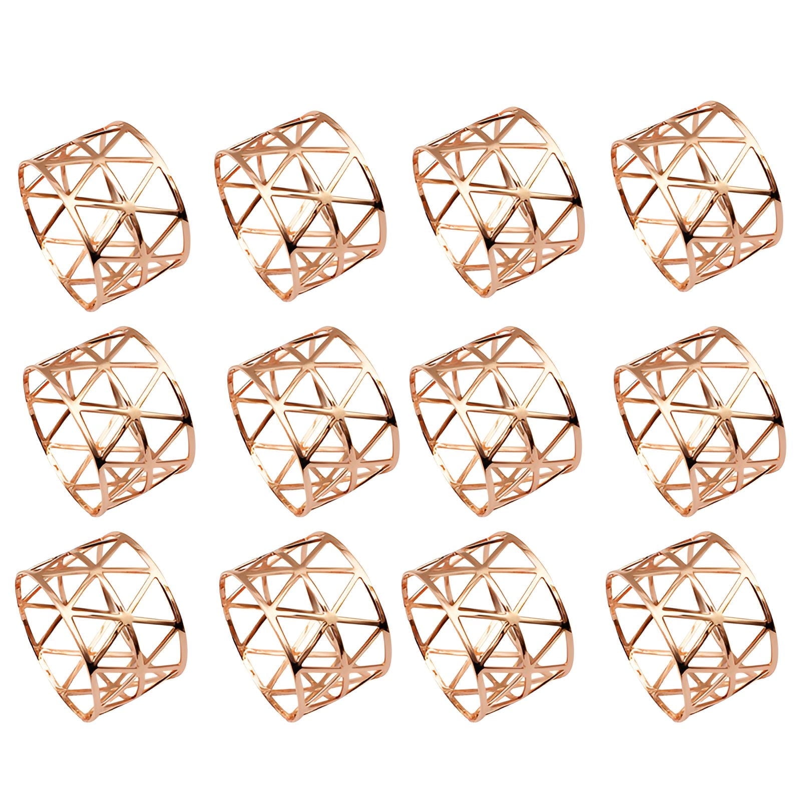 ACDANC 12Pcs Napkin Rings,Unique Hollow Triangle Design Serviette Rings ...