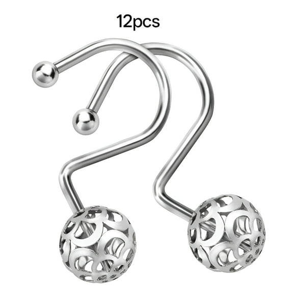 ACDANC 12pcs Silver Metal Shower Curtain Hooks,Rust Proof Shower Rings ...