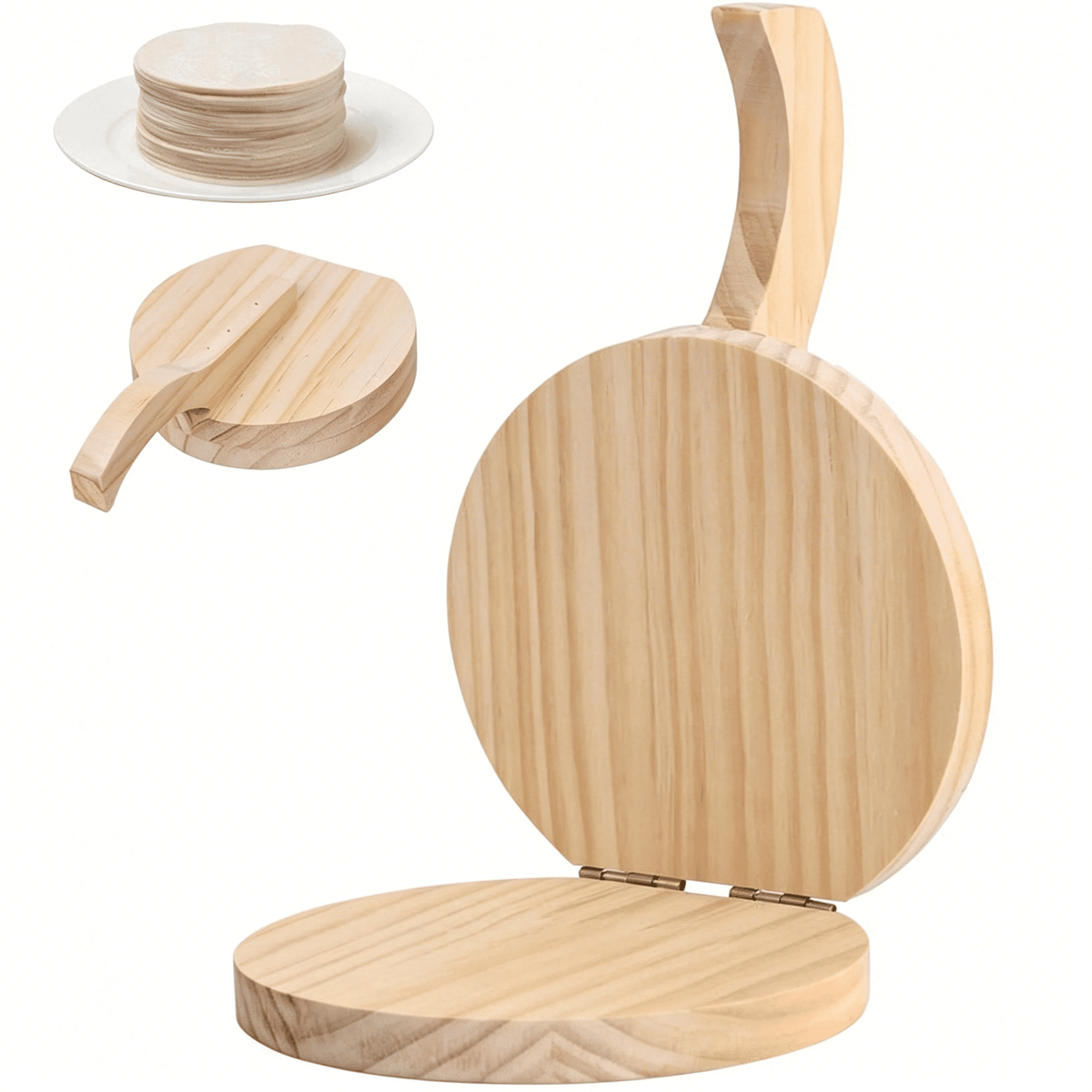 ACDANC 16.5"Natural Wooden Tortilla Press,Round Corn Dough Press for ...
