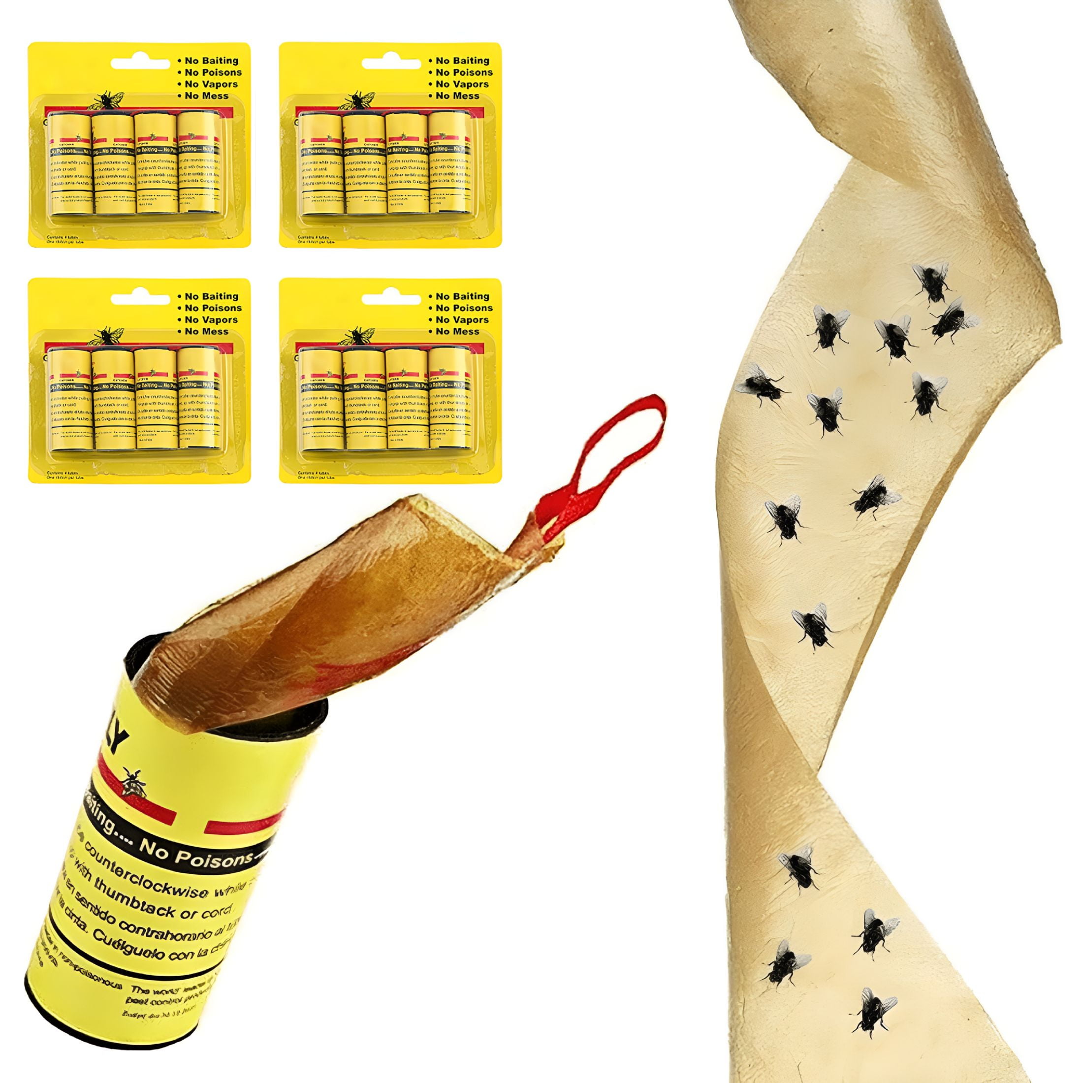 ACDANC 16 Strips Fly Tapes Sticky Indoor/Outdoor Hanging Fly Ribbon ...