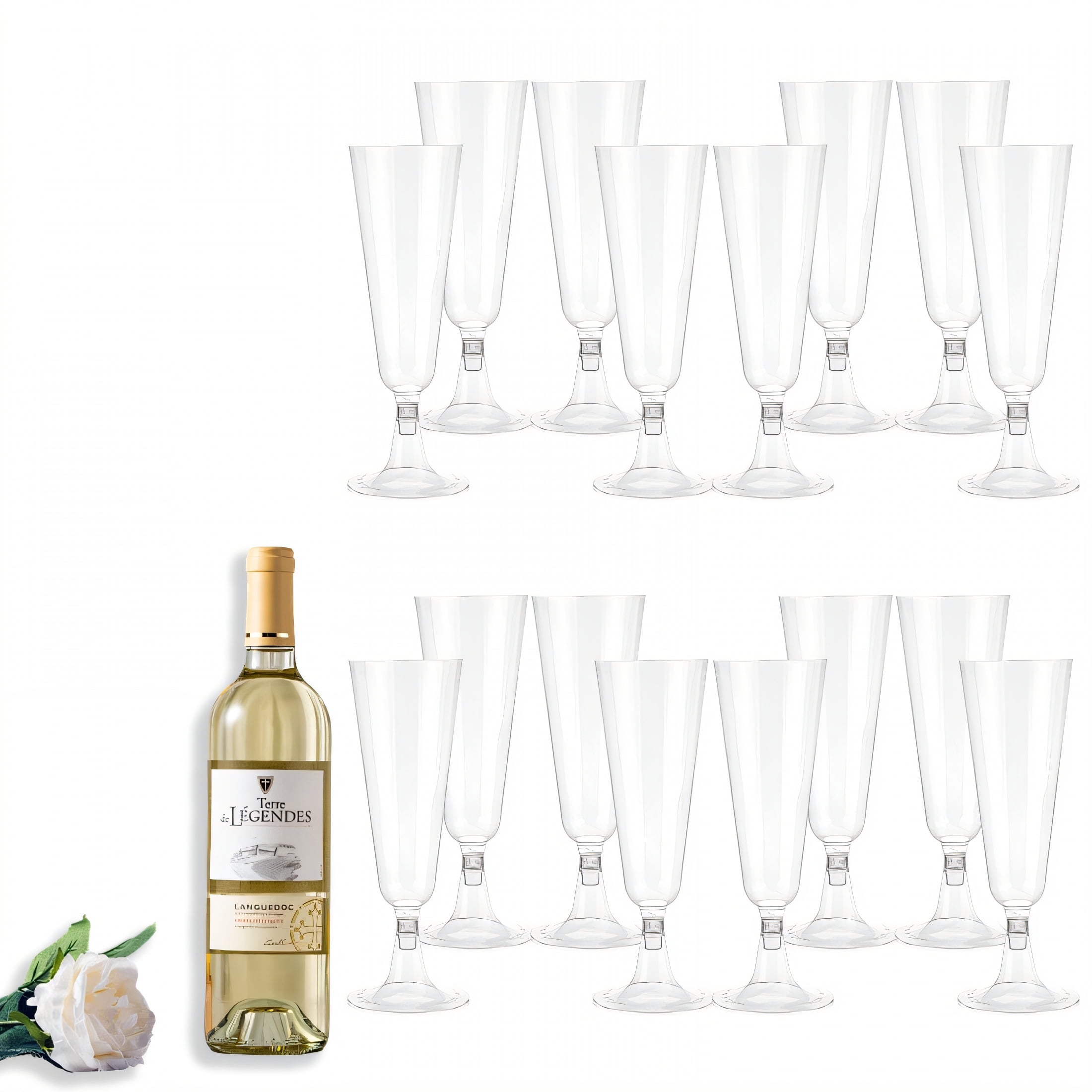 ACDANC 16Pcs Champagne Flutes Plastic 5 oz Ultra-Clear Finish Cocktail ...