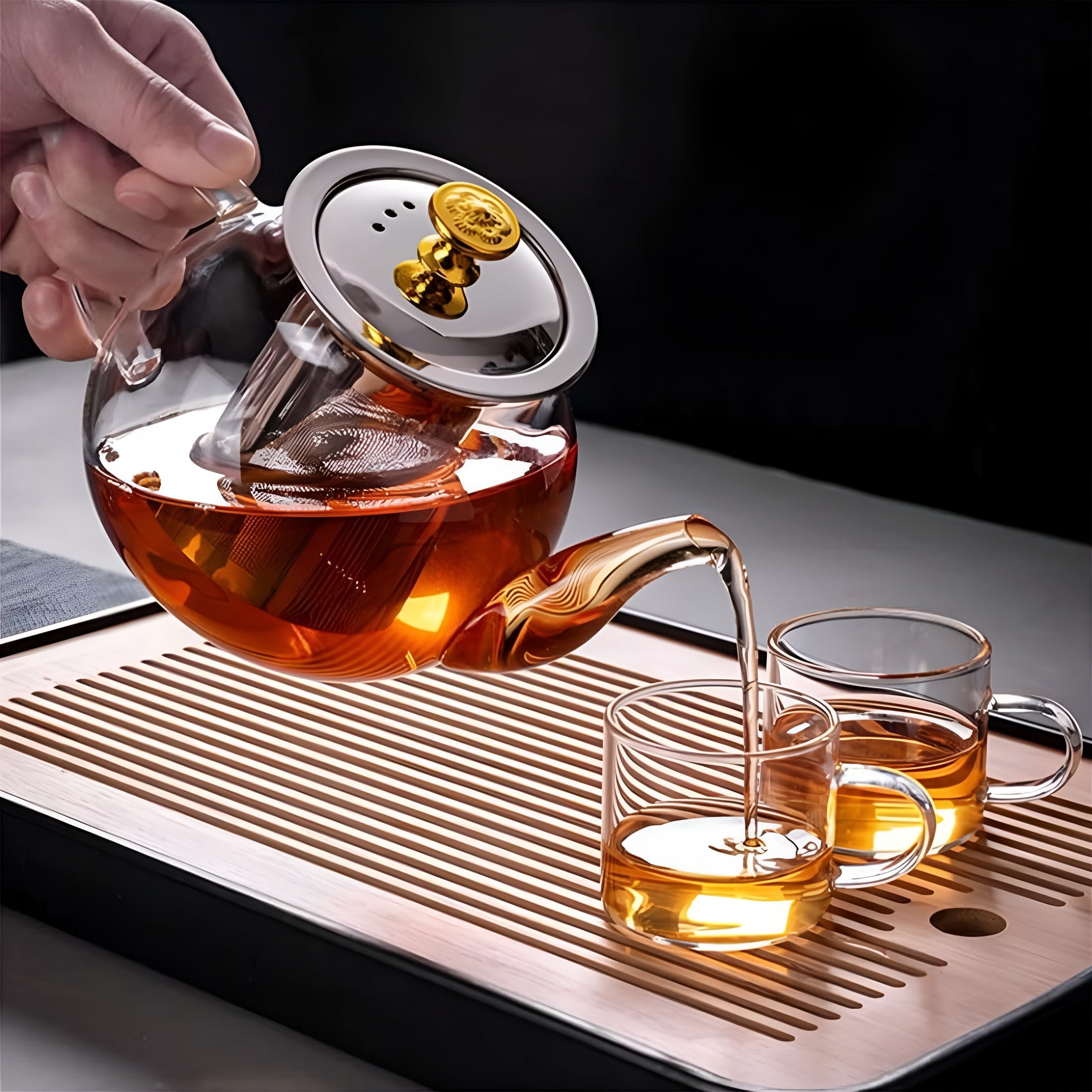 ACDANC 16oz Clear Glass Teapot with Infuser, Heat Resistant ...