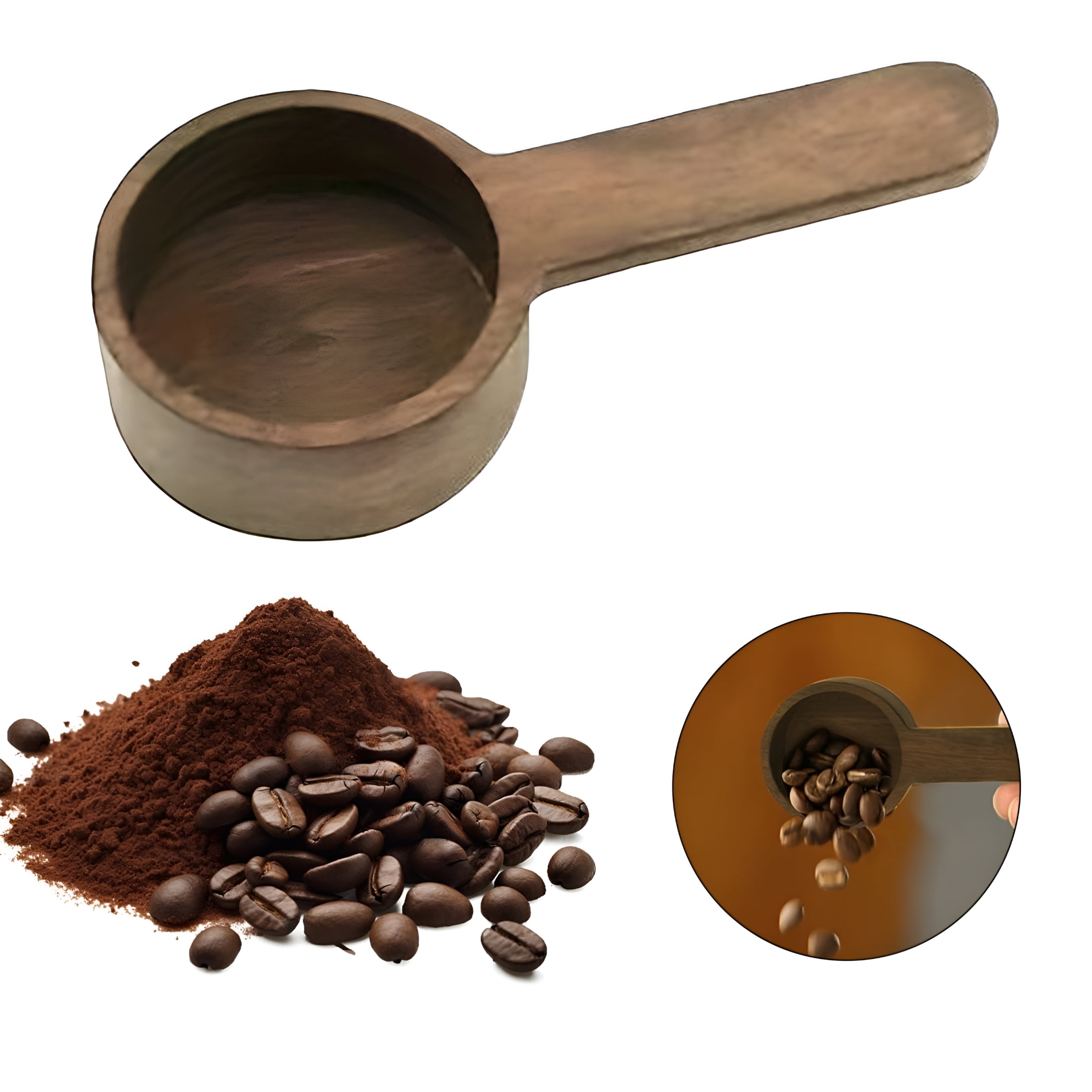 ACDANC 1pcs Wooden Coffee Scoop 1/4 Cup for Ground Coffee&Tea ...