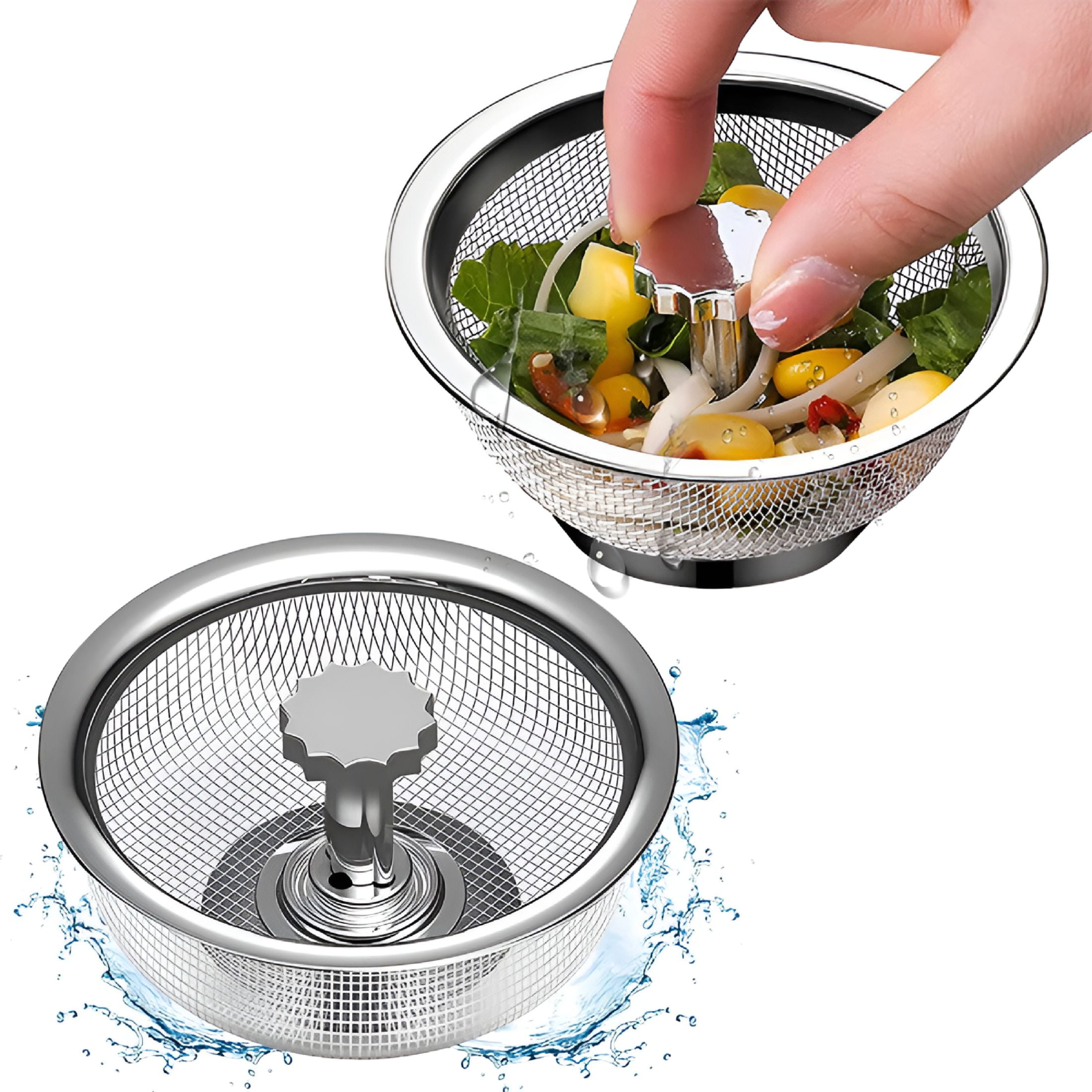 ACDANC 2 Pack Kitchen Sink Strainers,Kitchen Sink Strainer Metal Silver ...