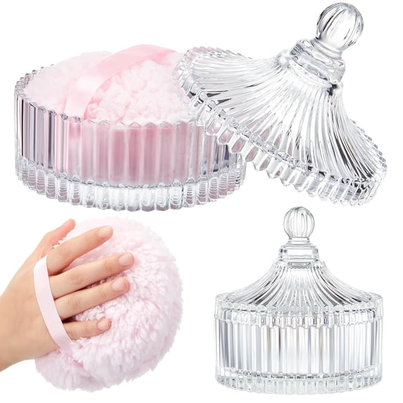 ACDANC 2 Pcs Extra Large Dusting Powder Puff and Container for Women-6 ...