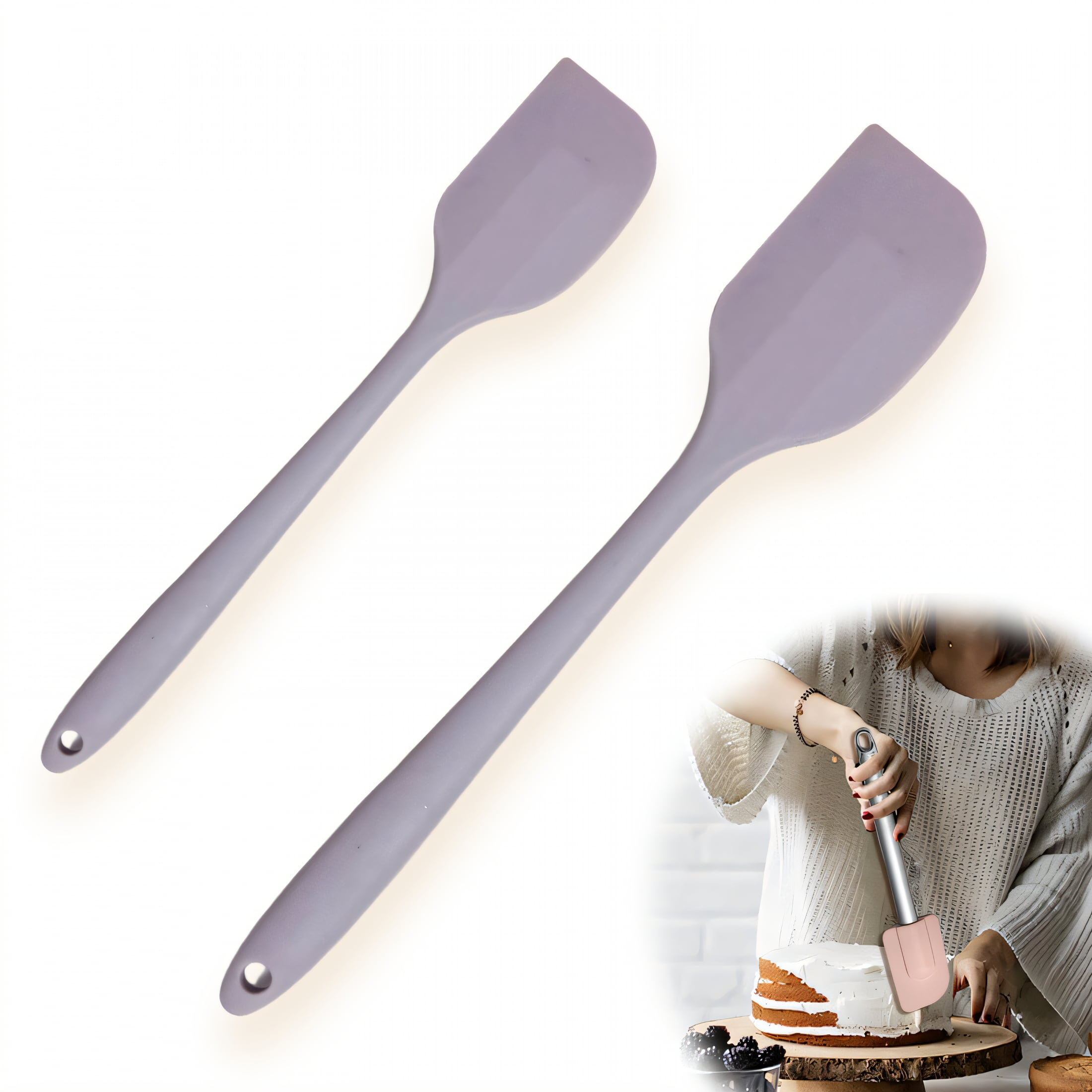 ACDANC 2 Pieces Silicone Spatula,Cake Batter Folding Heat Resistant ...