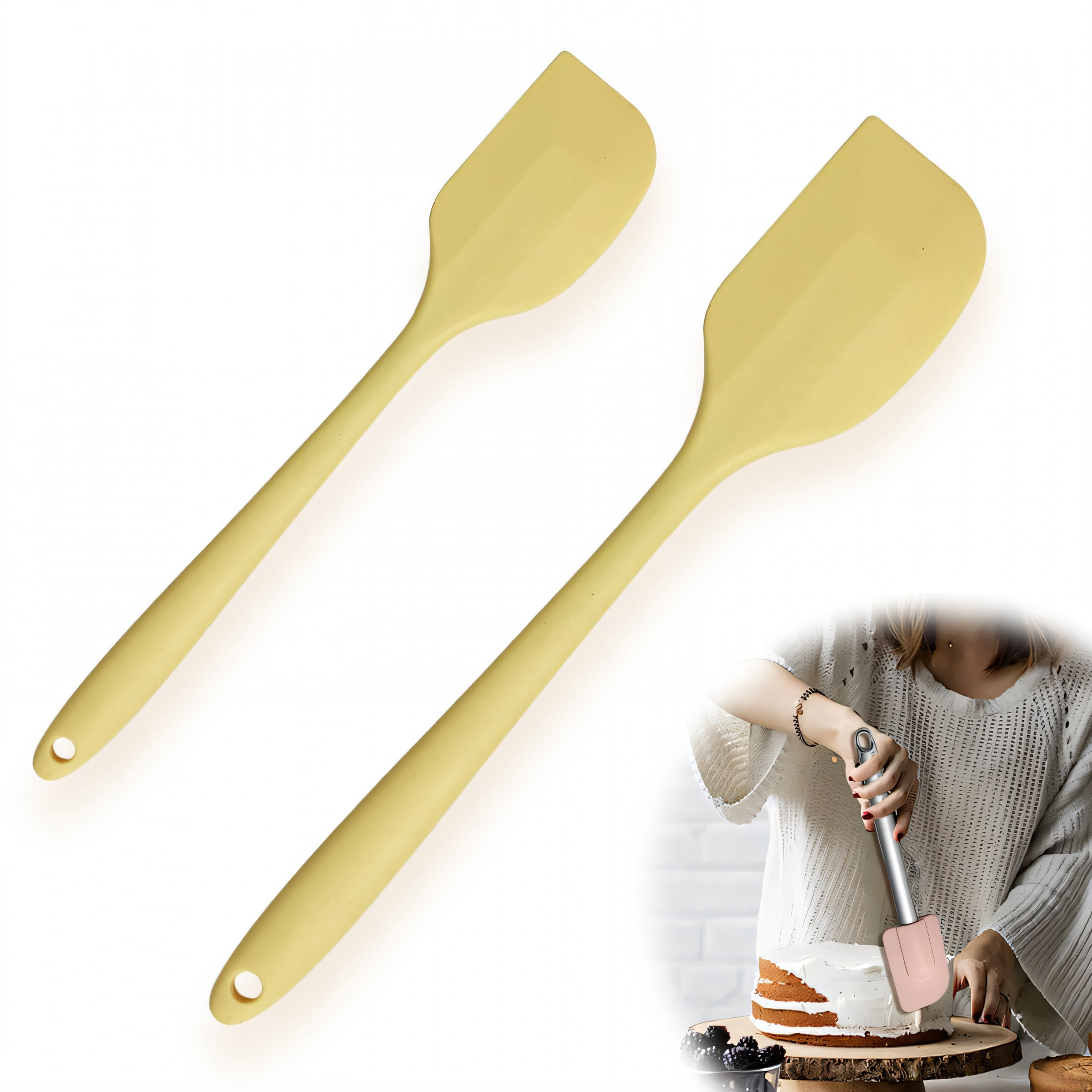 ACDANC 2 Pieces Silicone Spatula,Syrup Oil Repellent Cake Spatula ...