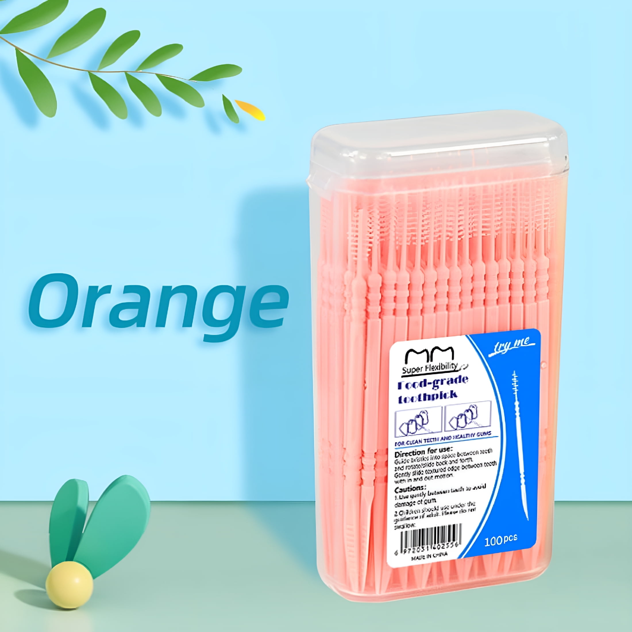 ACDANC 200Pcs/Box Double Head Dental Floss Interdental Toothpick Brush ...