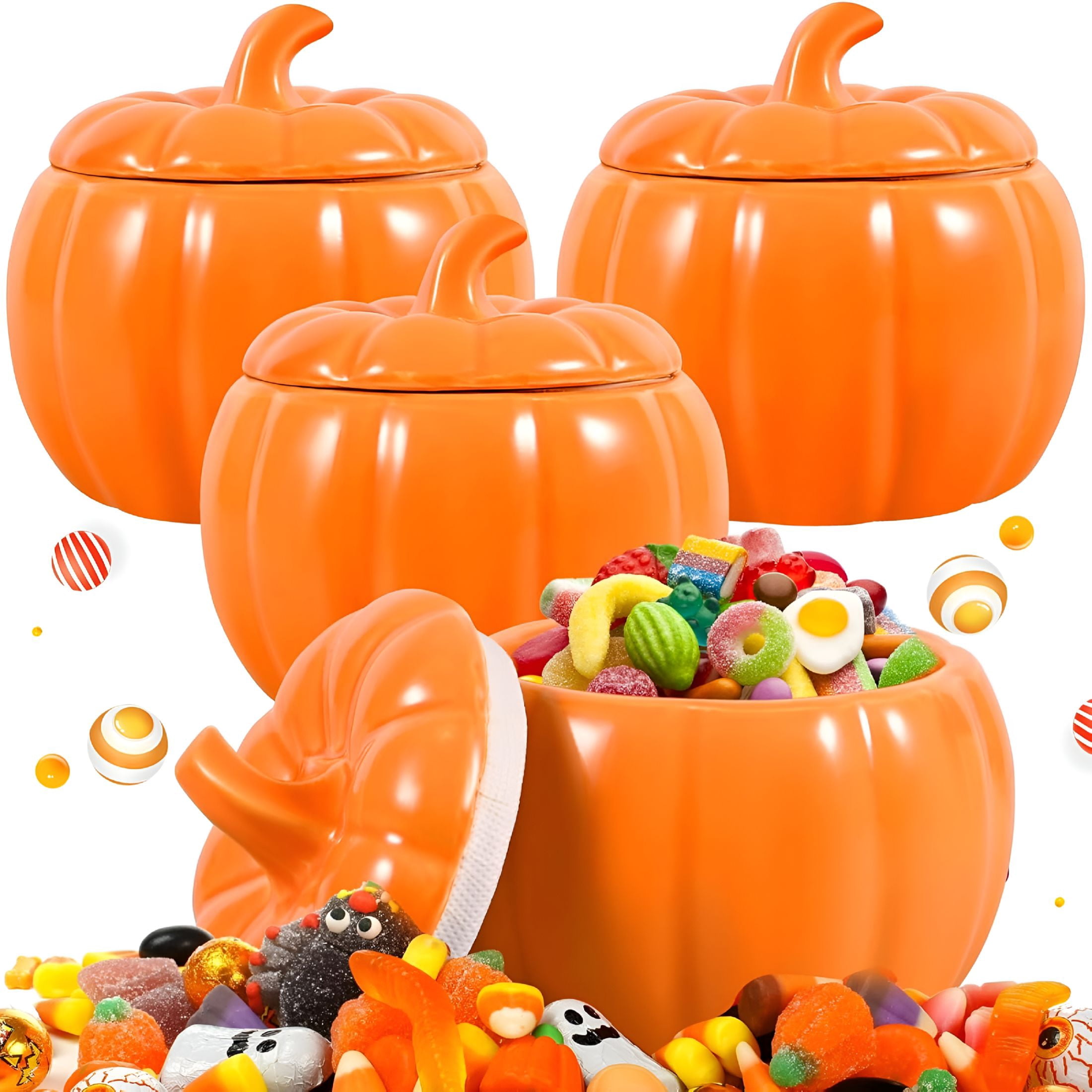 ACDANC 2026 New 1 Pack Pumpkin Candy Jar Halloween Cookie Jar with Lids ...