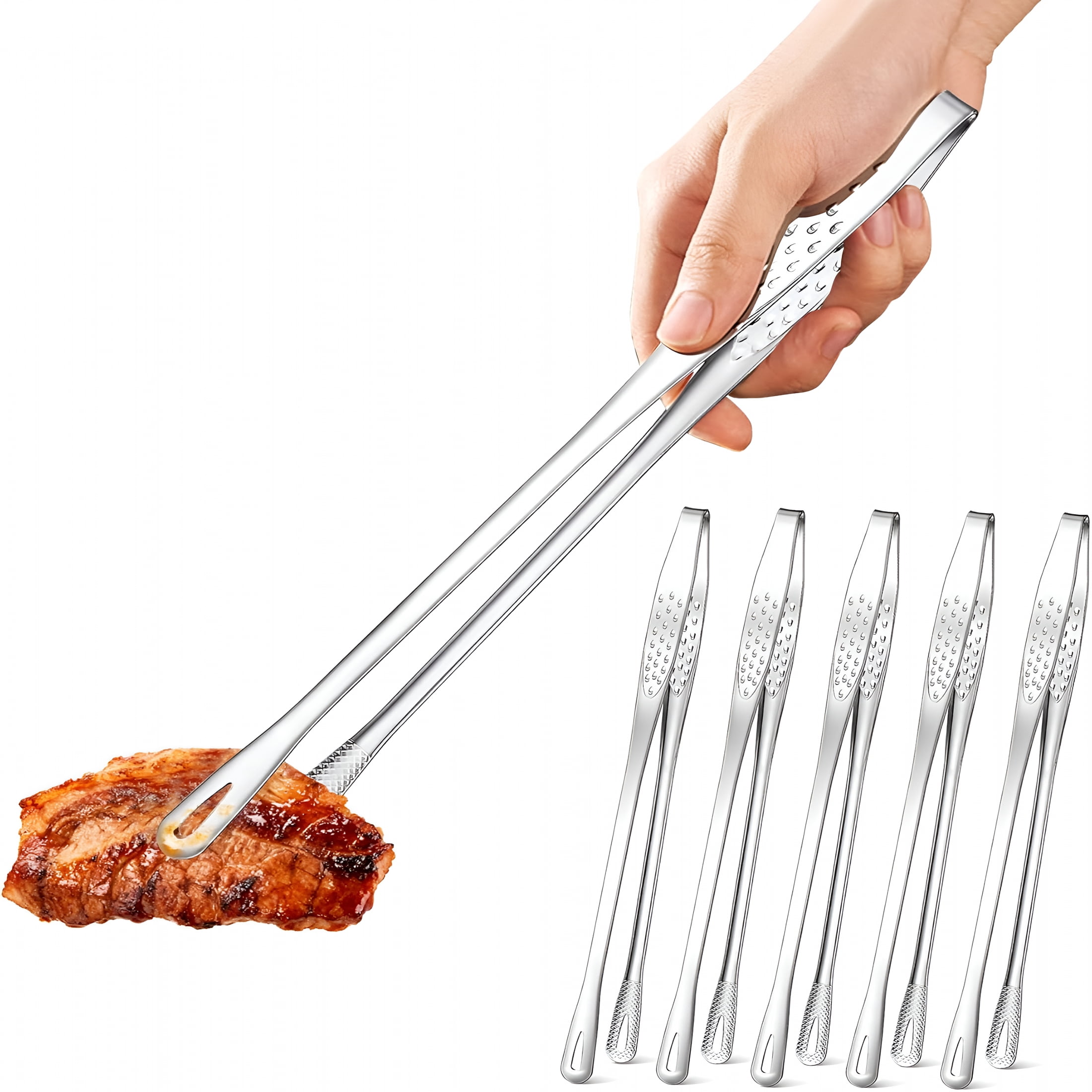 ACDANC 2026 New 11 Inch Bbq Tongs,6-Pack Stainless Steel Barbecue ...