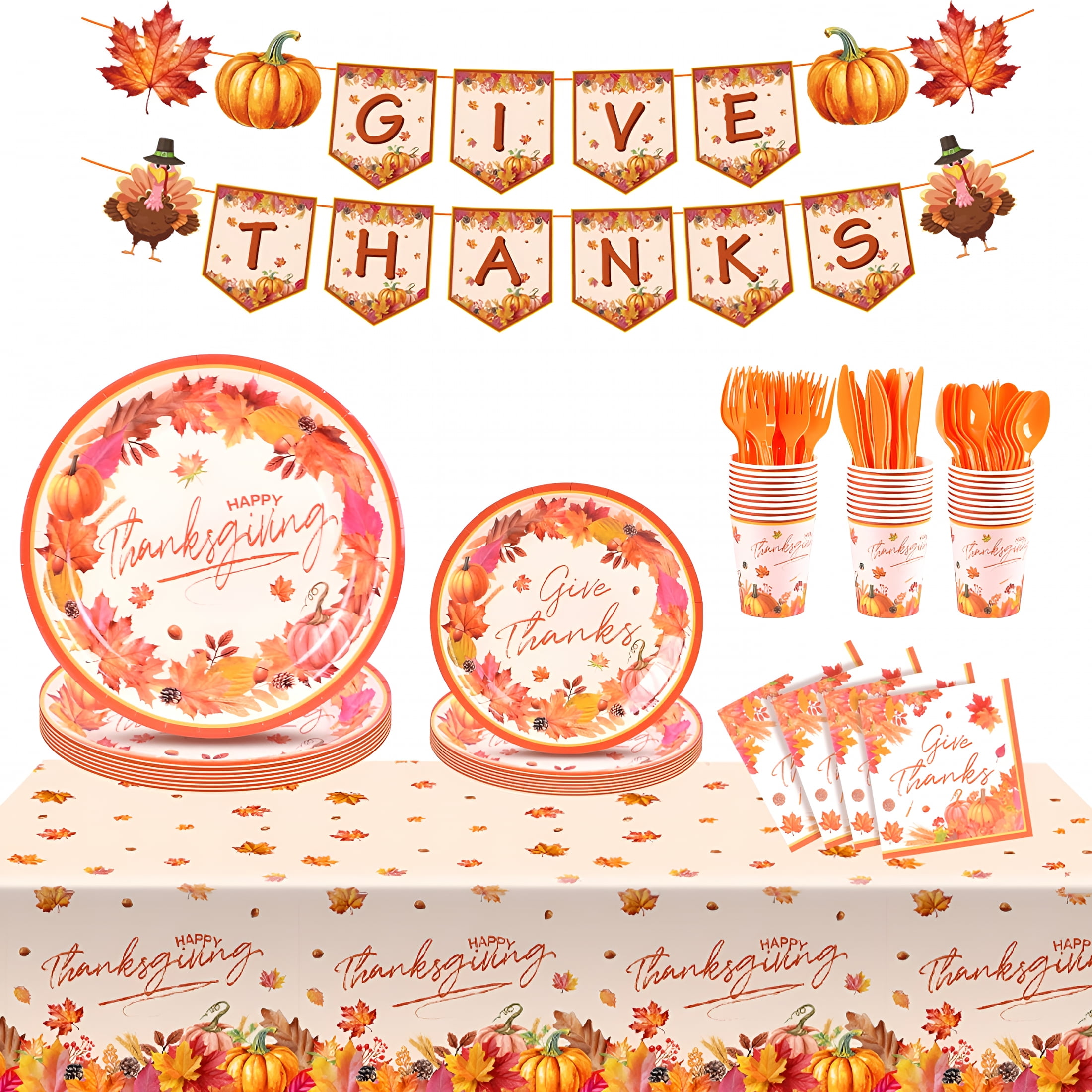 ACDANC 2026 New 170Pcs Thanksgiving Party Supplies Autumn Tableware Set ...