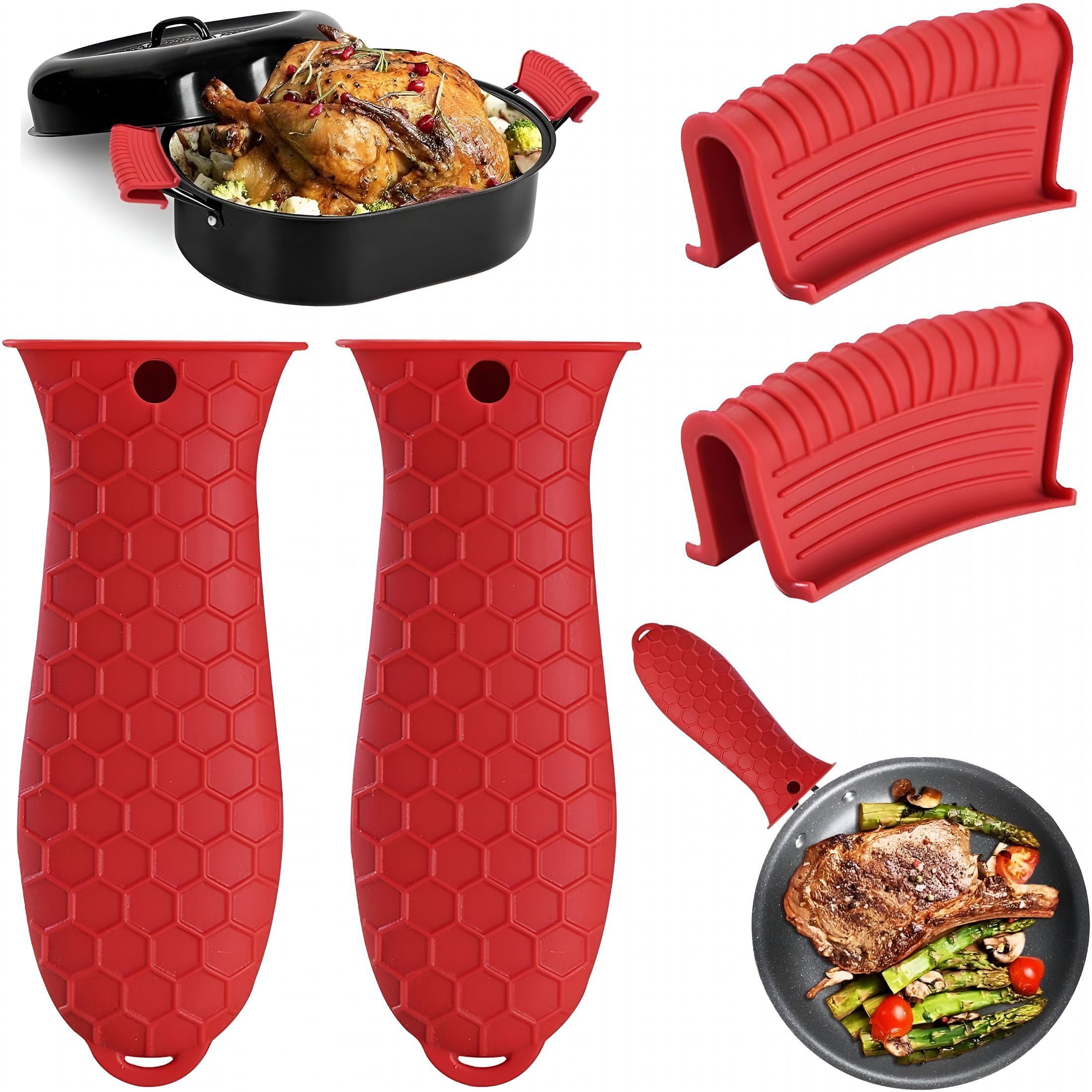 ACDANC 2026 New 4Pcs Cast Iron Handle Cover,Silicone Heat Resistant Pot ...