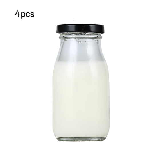 ACDANC 2026 New 4Pcs Glass Milk Bottles with Caps Milk Containers Glass ...