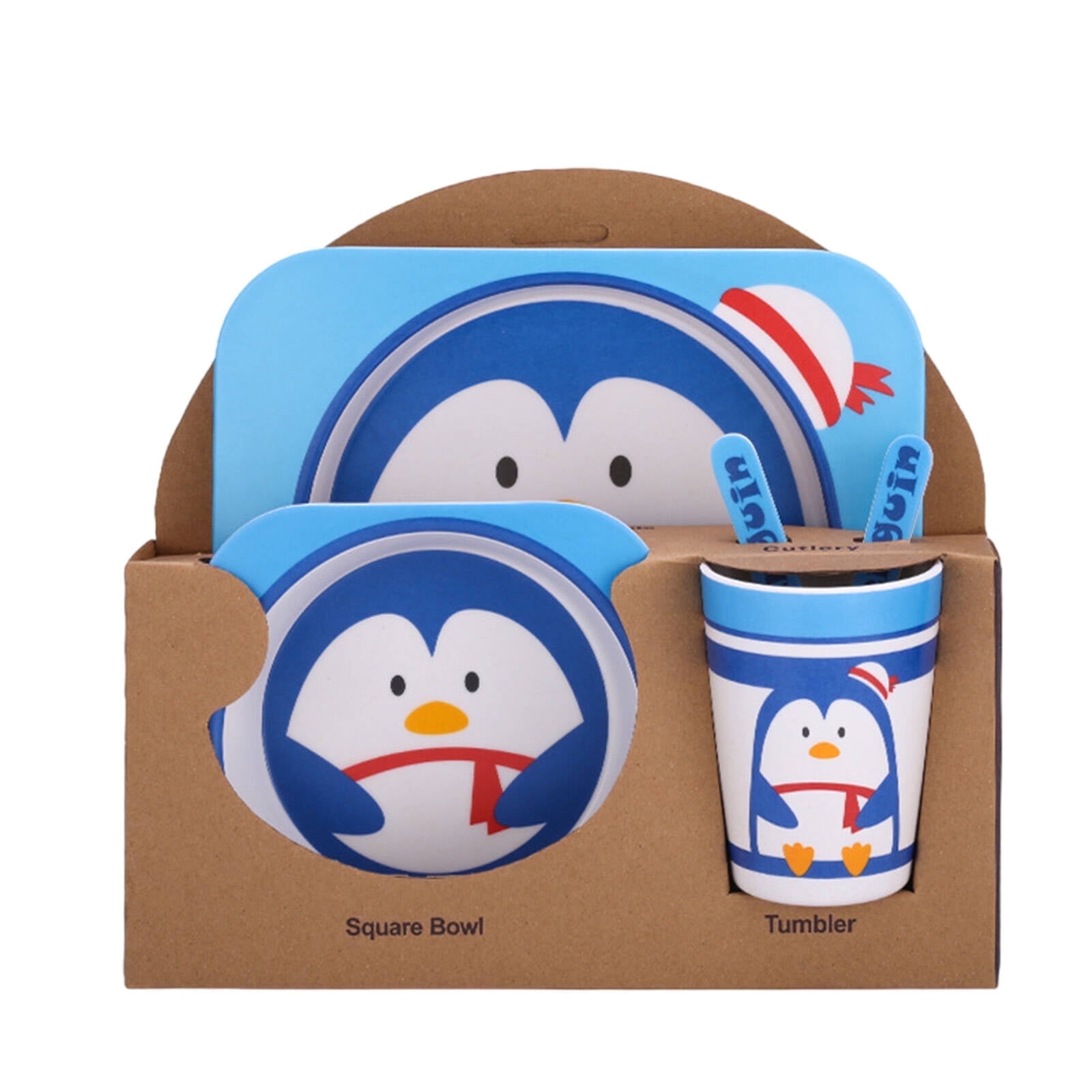 ACDANC 2026 New 5Pcs Bamboo Kids Dinnerware Set,Divided Plate Food ...