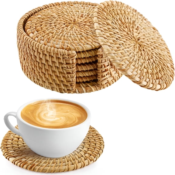 Handcrafted Rattan Coasters for Stylish Home Decor & Table Protection