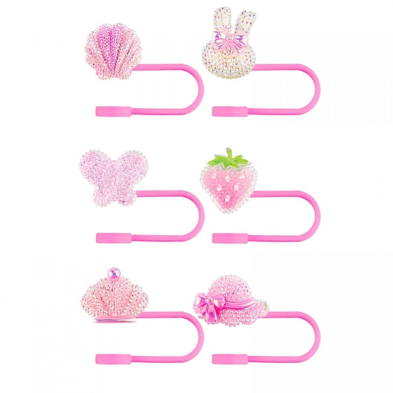 ACDANC 2026 New 6Pcs Pink Straw Cover Cap,10Mm Reusable Cute Drinking ...