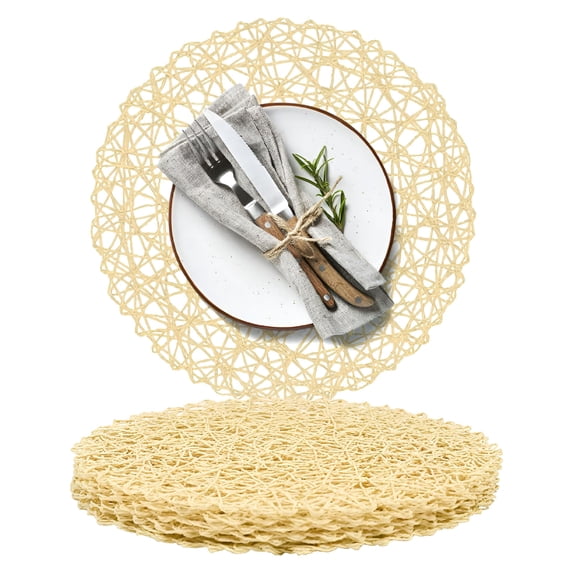 ACDANC 2026 New Paper Braided Round Placemats Set of 6 Natural Non-Slip ...