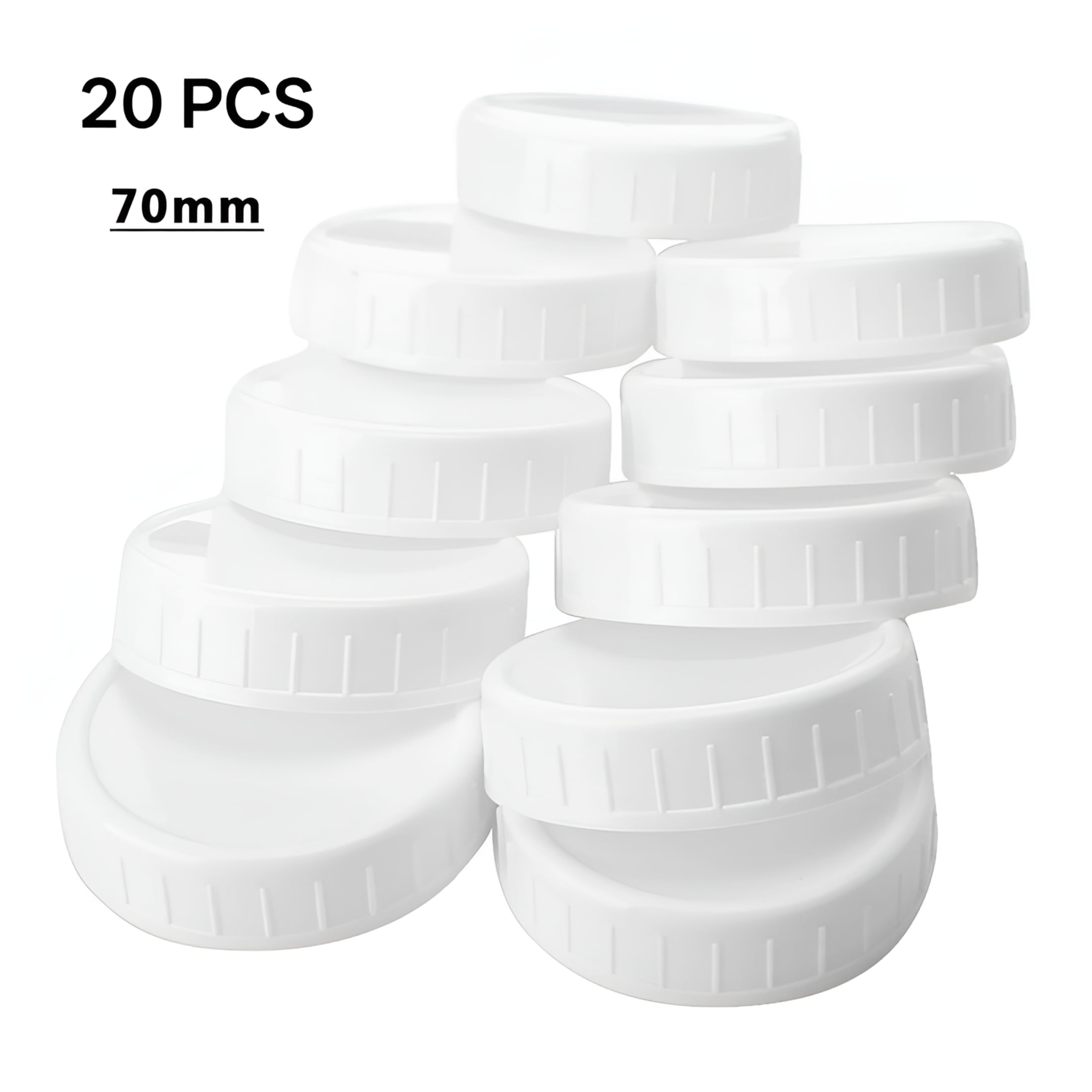 ACDANC 20Pcs Plastic Storage Caps Lids Ribbed for 70Mm Standard Regular ...