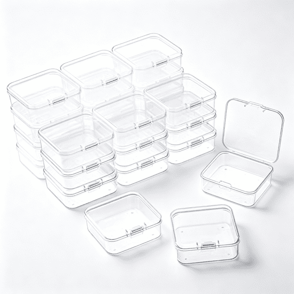 ACDANC 24 Packs Small Clear Plastic Beads Storage Containers Box with ...