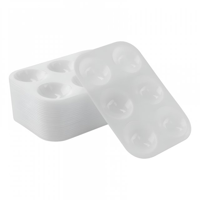 ACDANC 24 Pieces Plastic Paint Palettes 6 Well Rectangular Watercolor ...