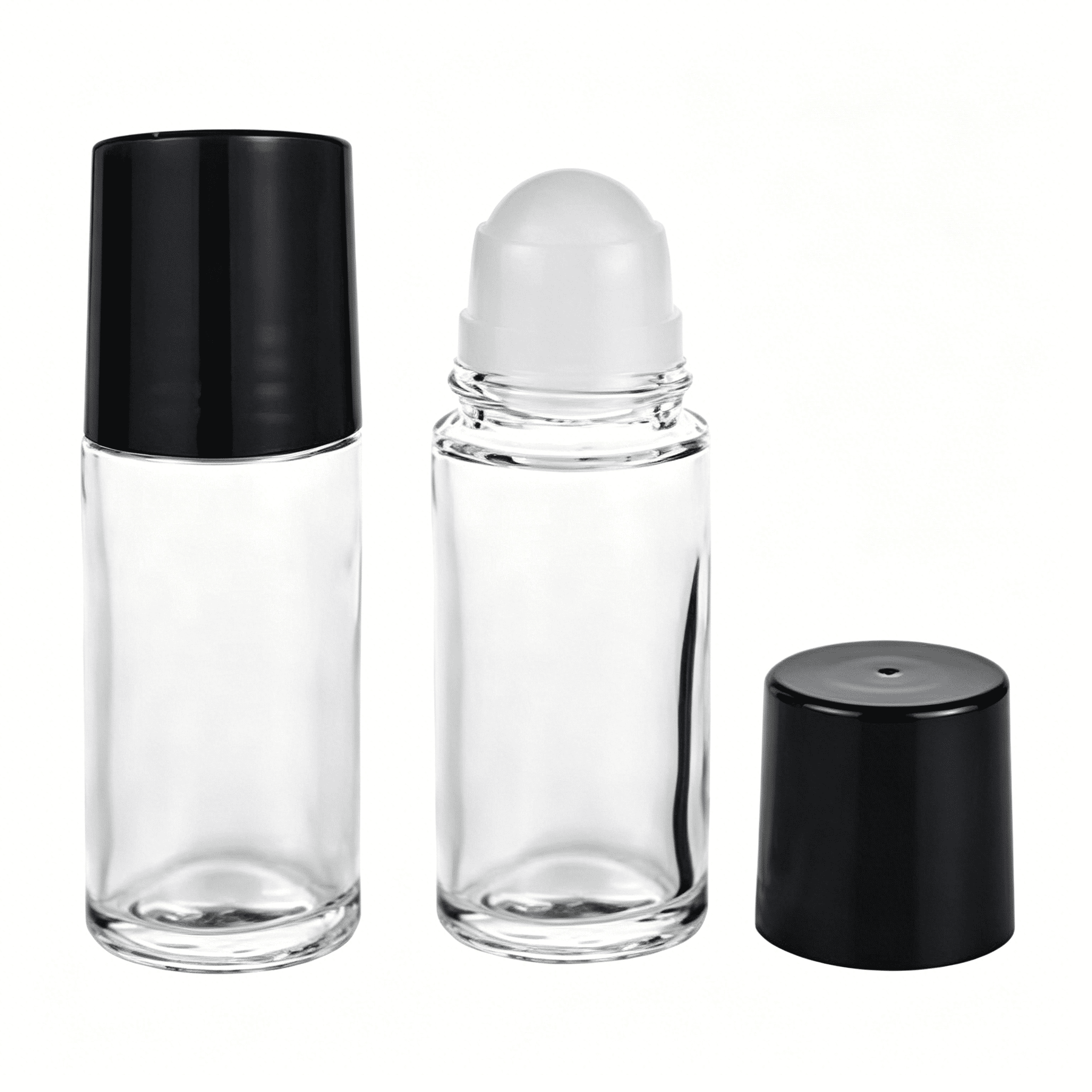 ACDANC 2Pcs Black Clear Empty Glass Essential Oil Roller Bottles Vials ...