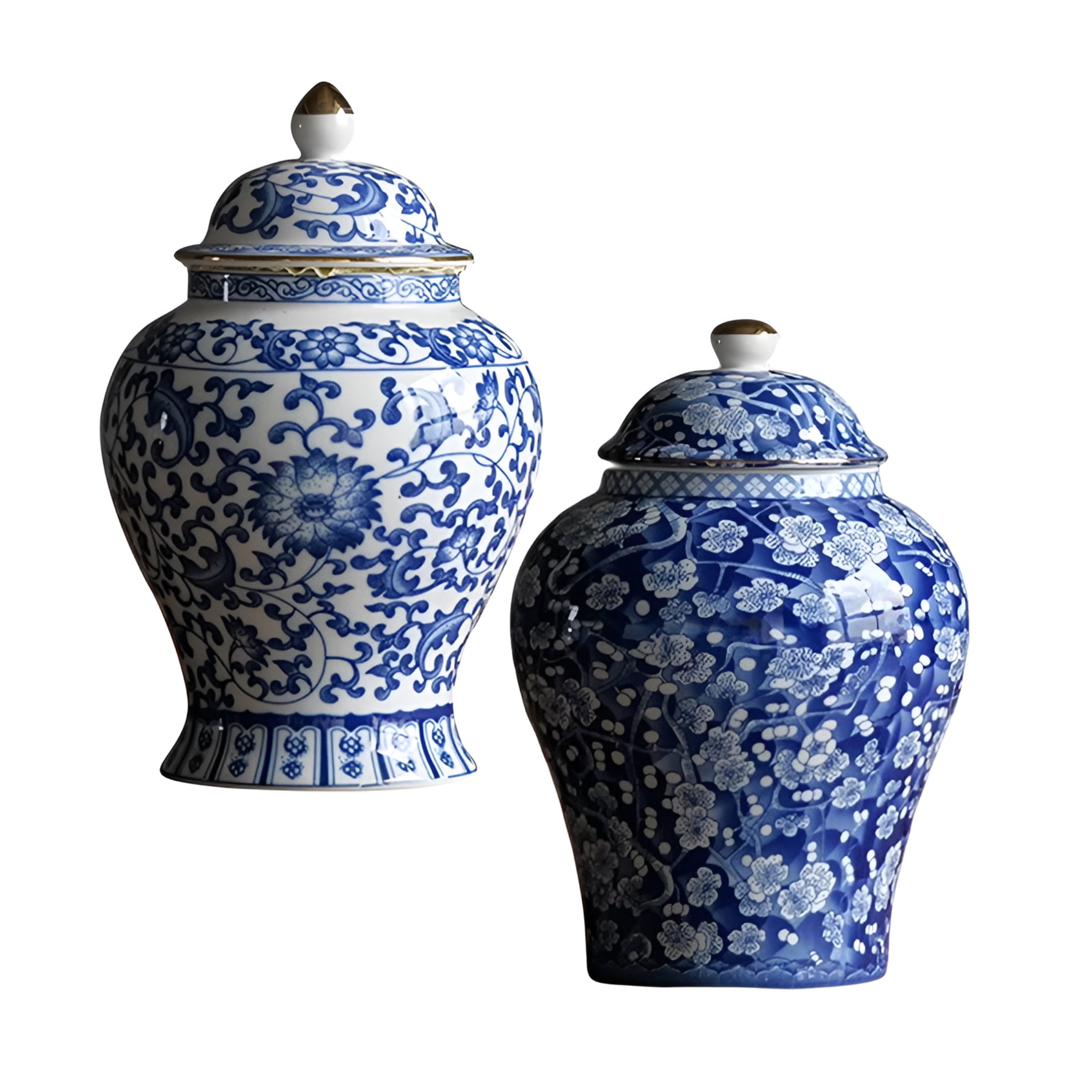 ACDANC 2026 New 2Pcs Ceramic Ginger Jar Oriental Flower Vase with Lid ...