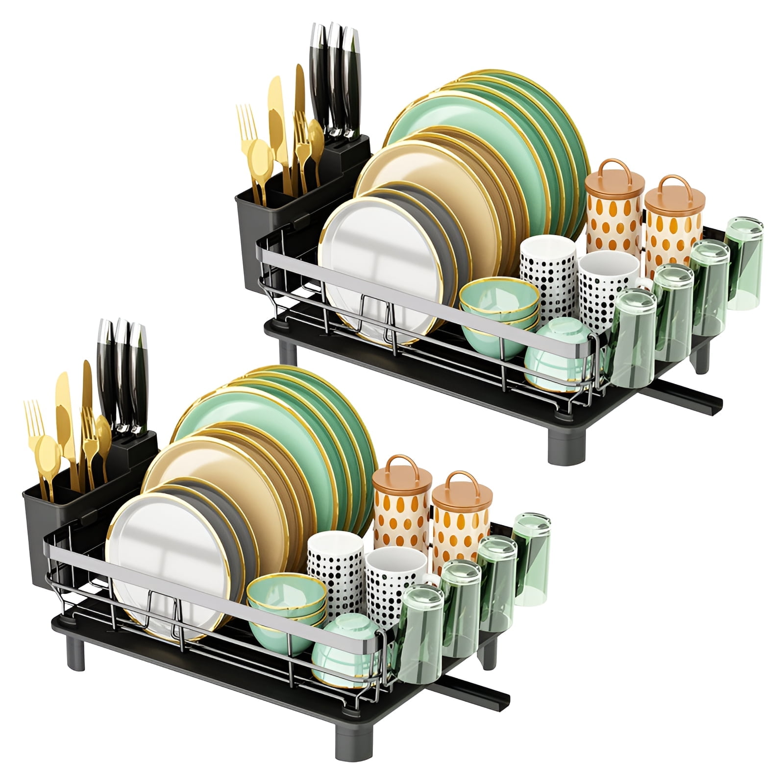 ACDANC 2Pcs Dish Drainers for Kitchen Counter,Multi-Functional Storage ...