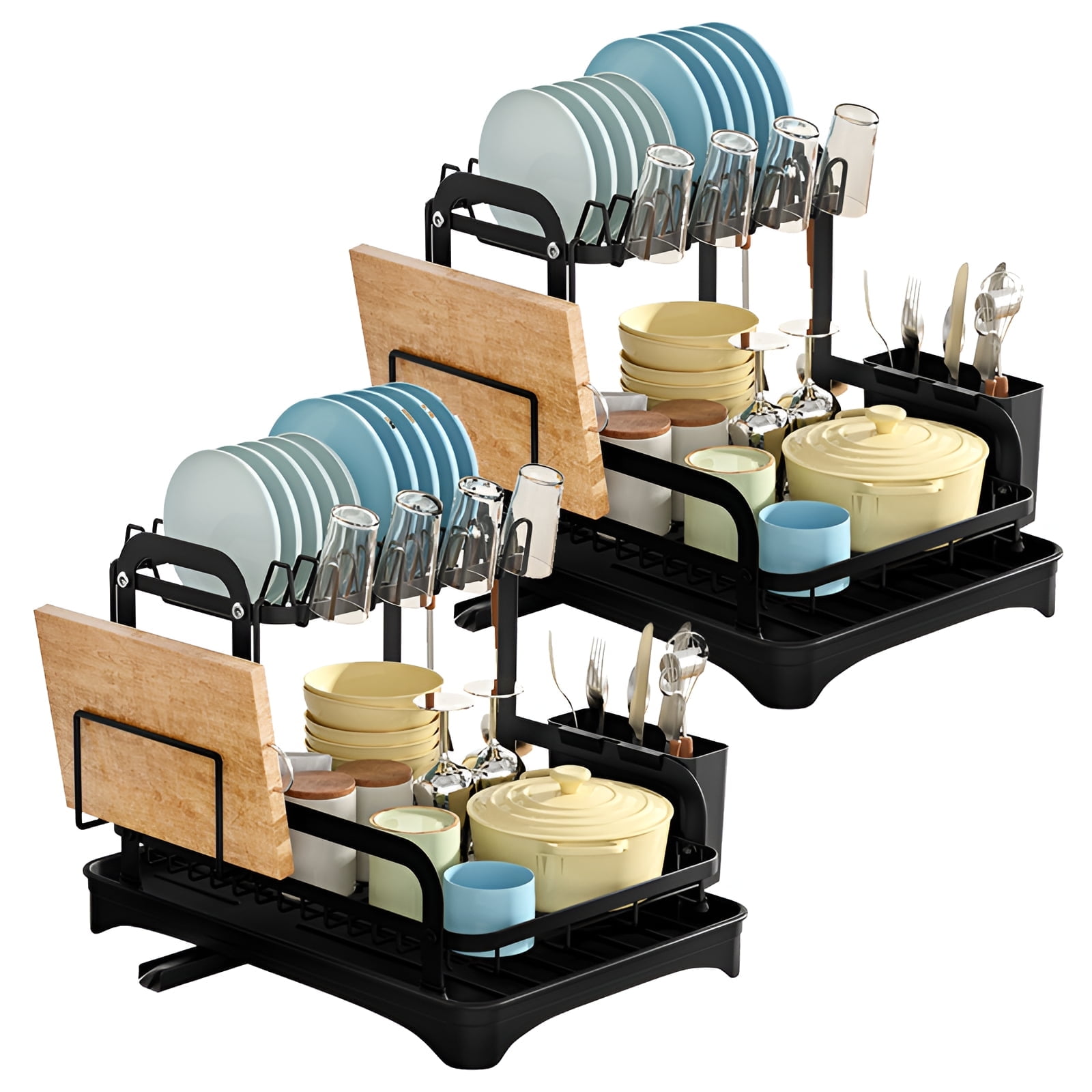 ACDANC 2Pcs Dish Drainers for Kitchen Counter,No-Tool Assembly Kitchen ...