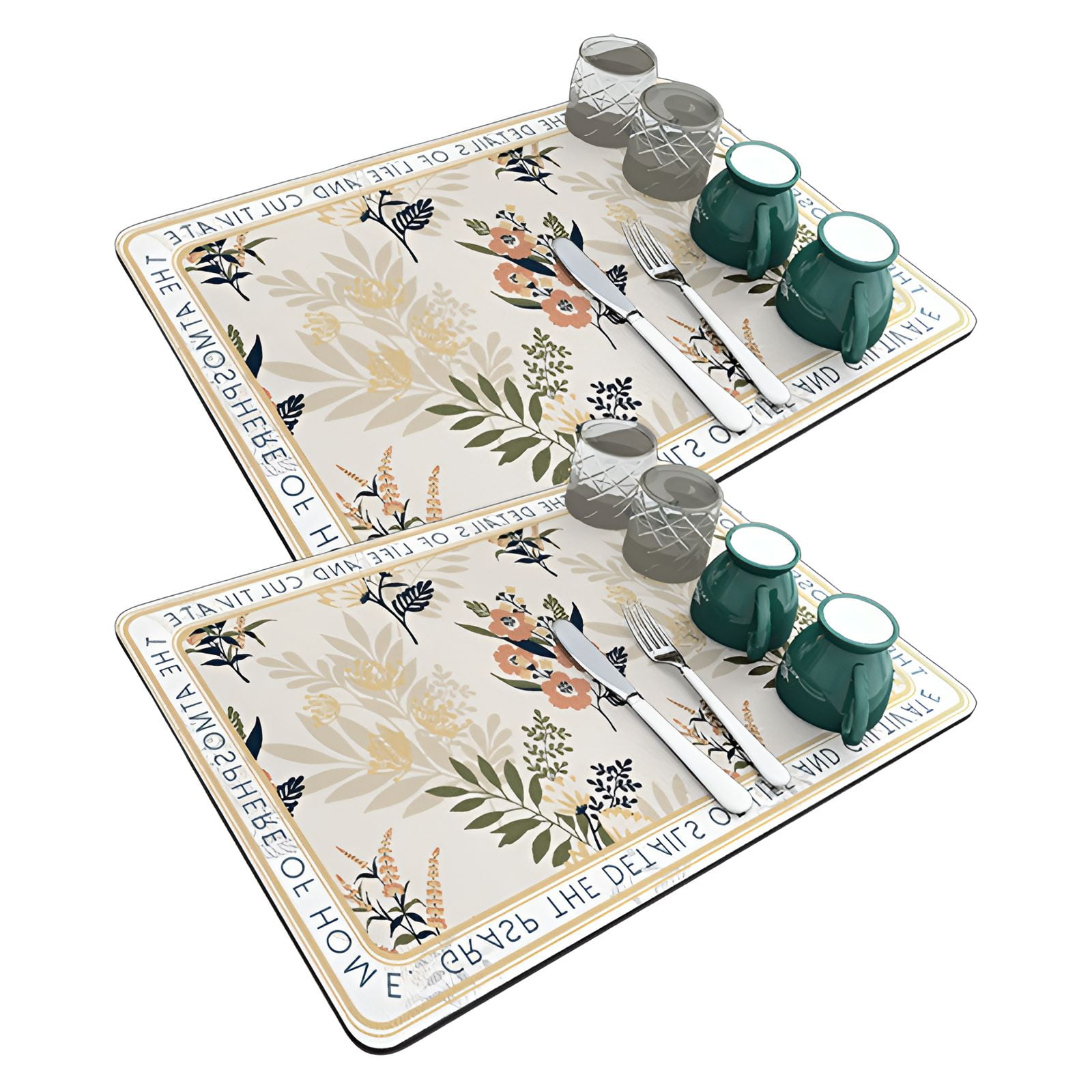 ACDANC 2Pcs Dish Drying Mat,Exquisite Appearance Drying Matt Kitchen ...