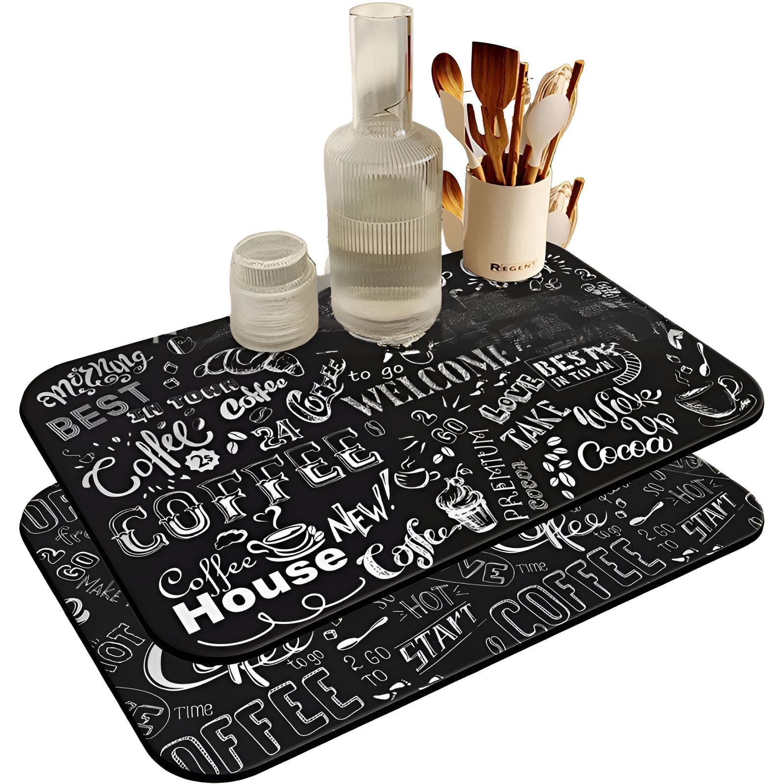 ACDANC 2Pcs Dish Drying Mat,Rubber Anti-Slip Bottom Drying Matt Kitchen ...