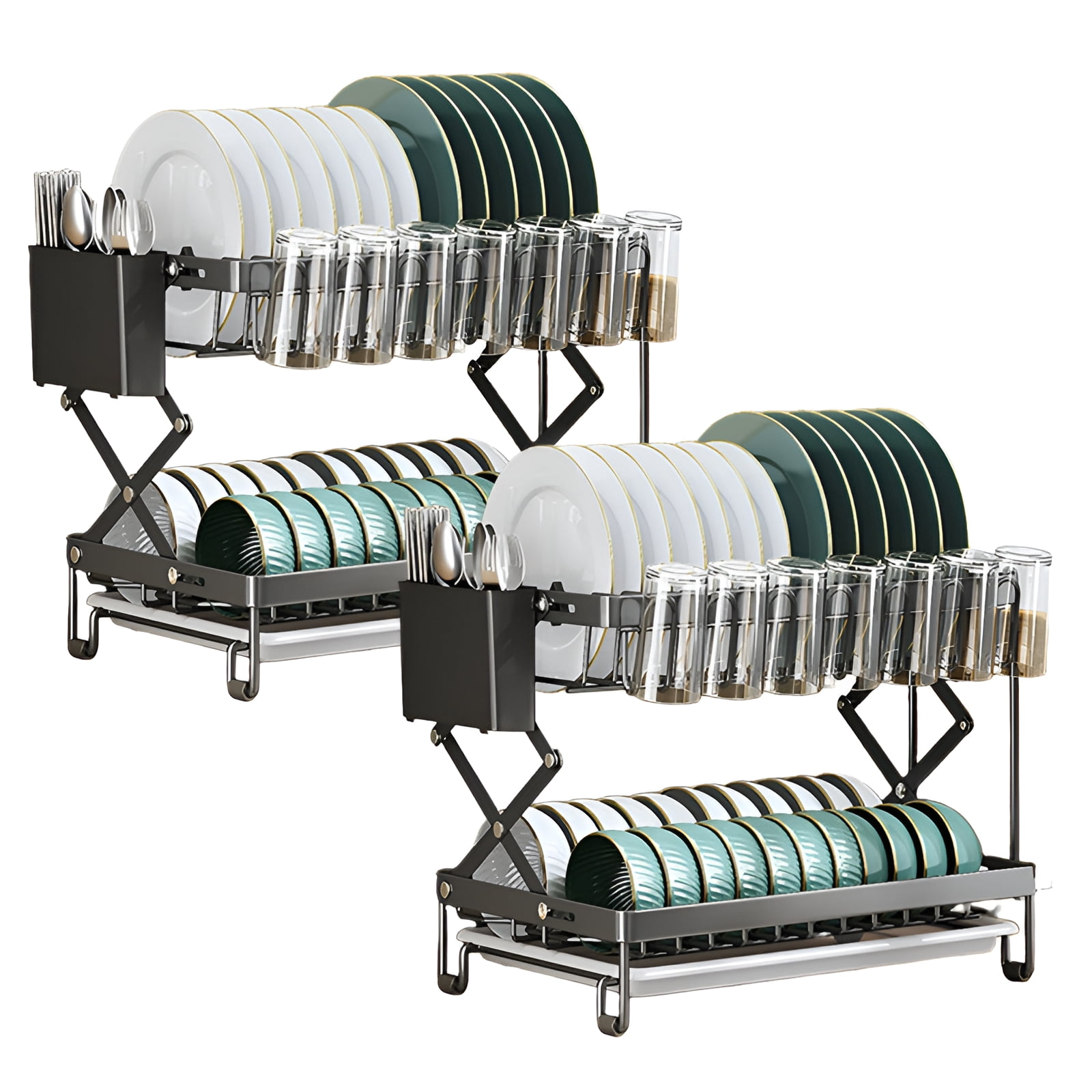 ACDANC 2Pcs Dish Racks for Kitchen Counter,Space-Saving Kitchen Dish ...