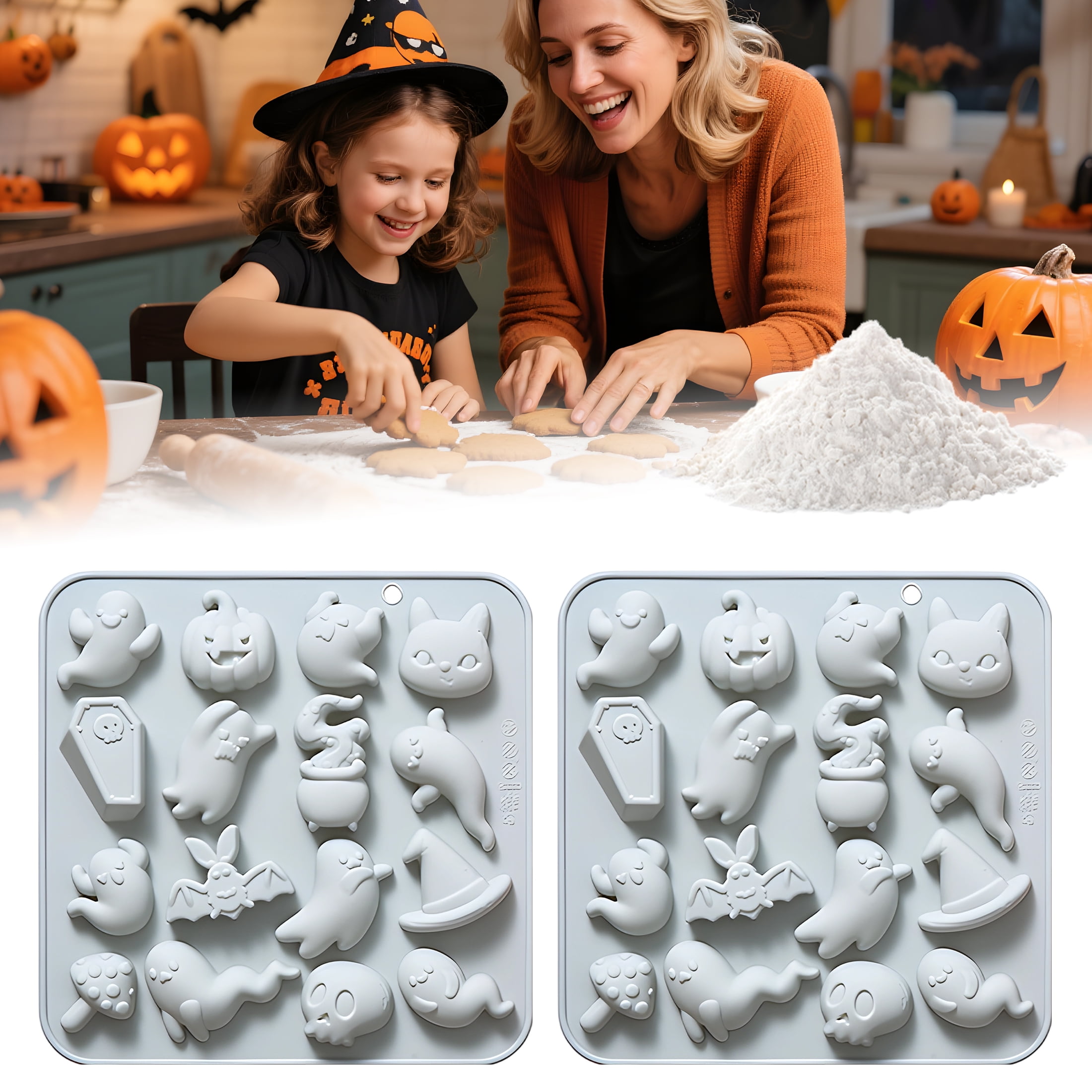 ACDANC 2Pcs Halloween Cookie Cutters,Silica Gel Cookie Cutters for Kids ...