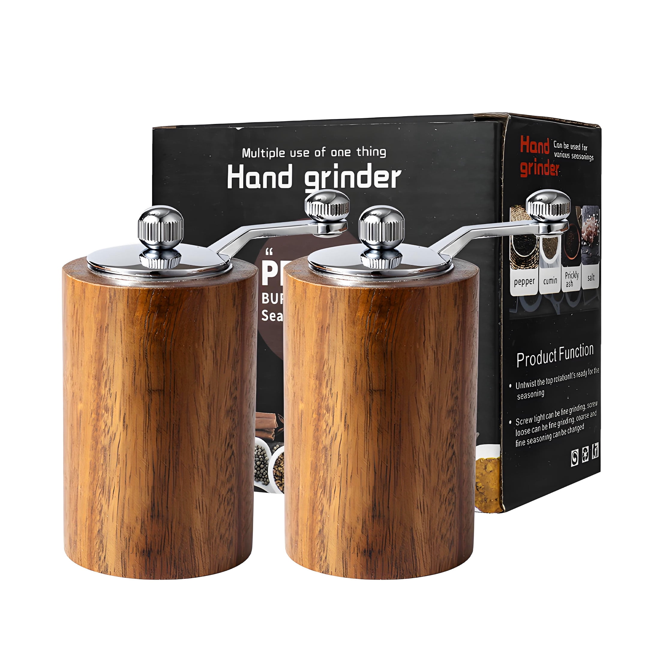 ACDANC 2Pcs Salt and Pepper Grinder Set,Solid Wood Hand Crank Pepper ...