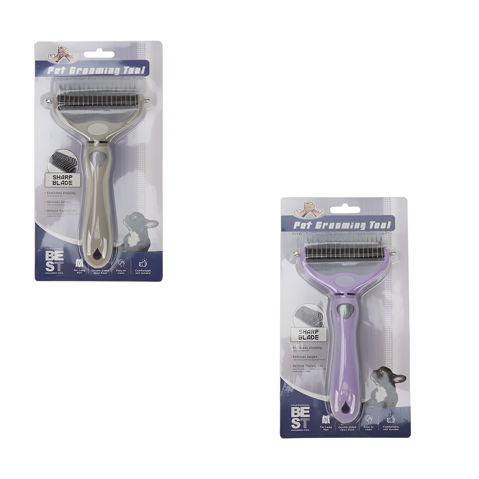 ACDANC 2Pcs Undercoat Rake for Dogs,Curved Handle Deshedding Dog Brush ...