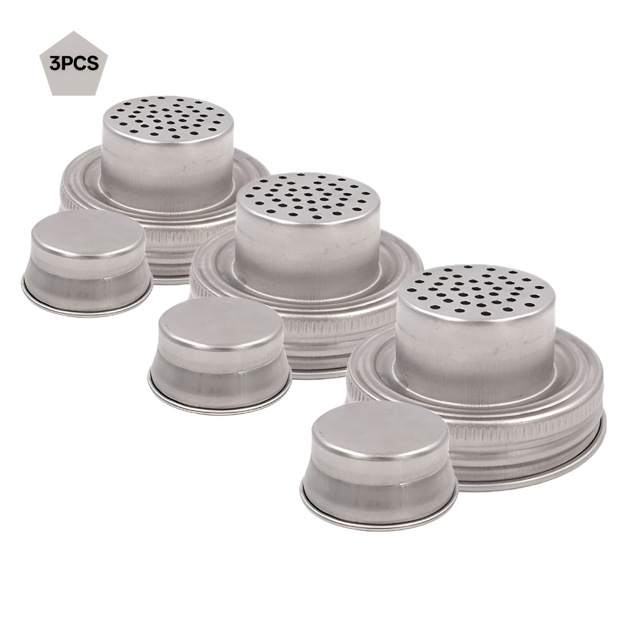ACDANC 3 Pcs Mason Shaker Caps Pepper Stainless Steel Jar Lids Pour ...
