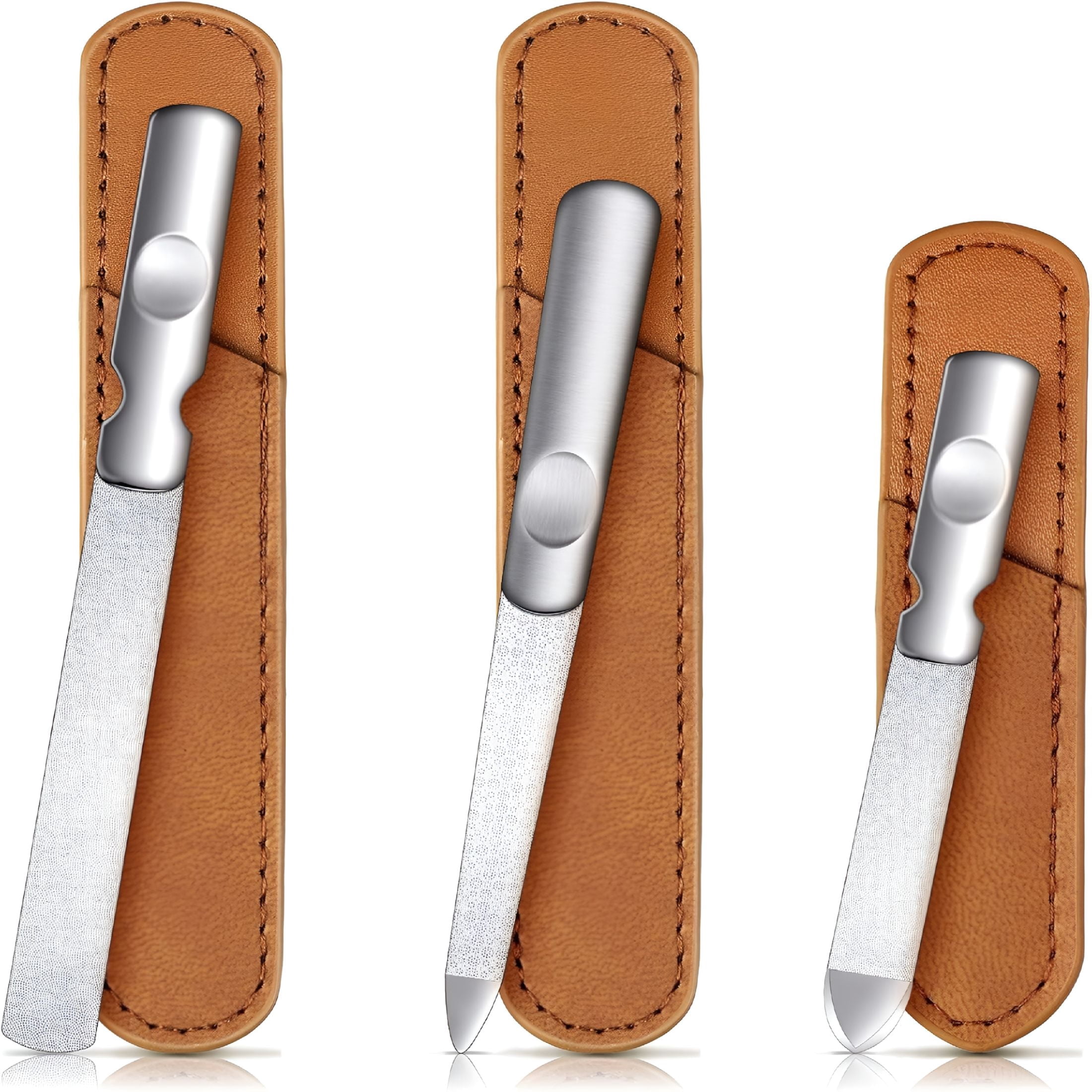 EXLEAF Pieces Stainless Steel Nail Files with Leather Case Double Sided ...